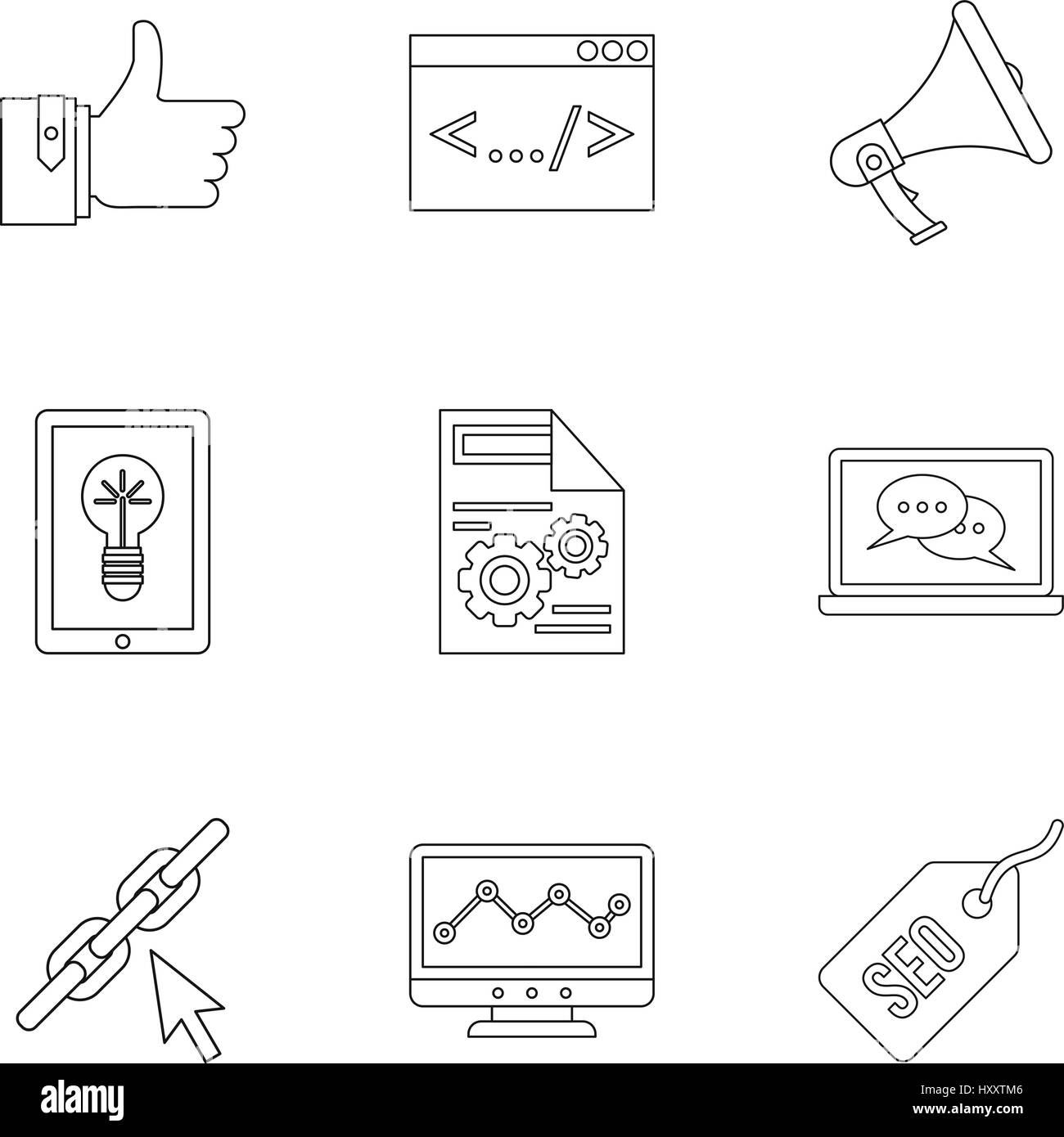 Optimization icons set, outline style Stock Vector Image & Art - Alamy