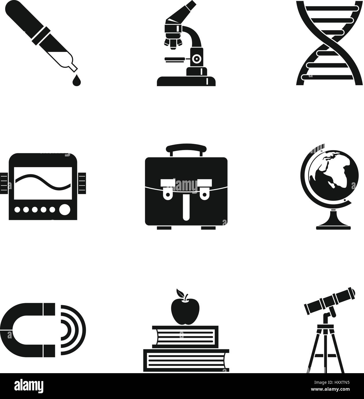 Science icons set, simple style Stock Vector Image & Art - Alamy