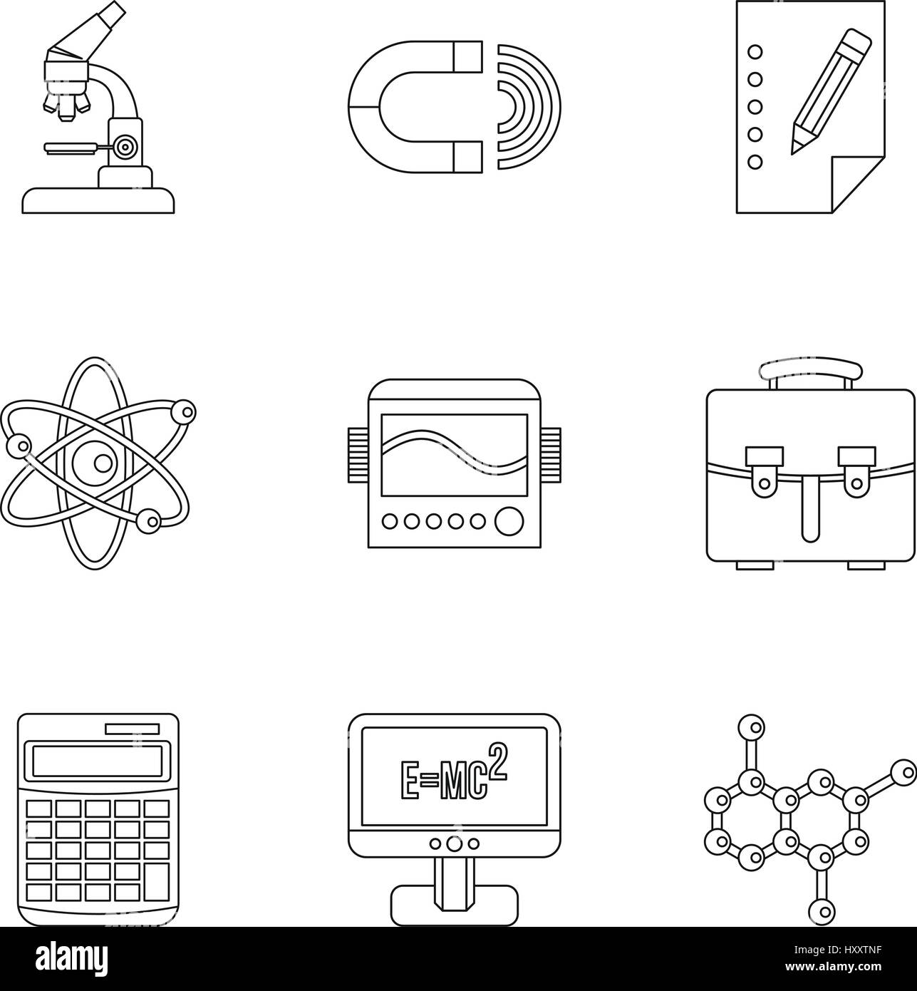 Science icons set, outline style Stock Vector Image & Art - Alamy