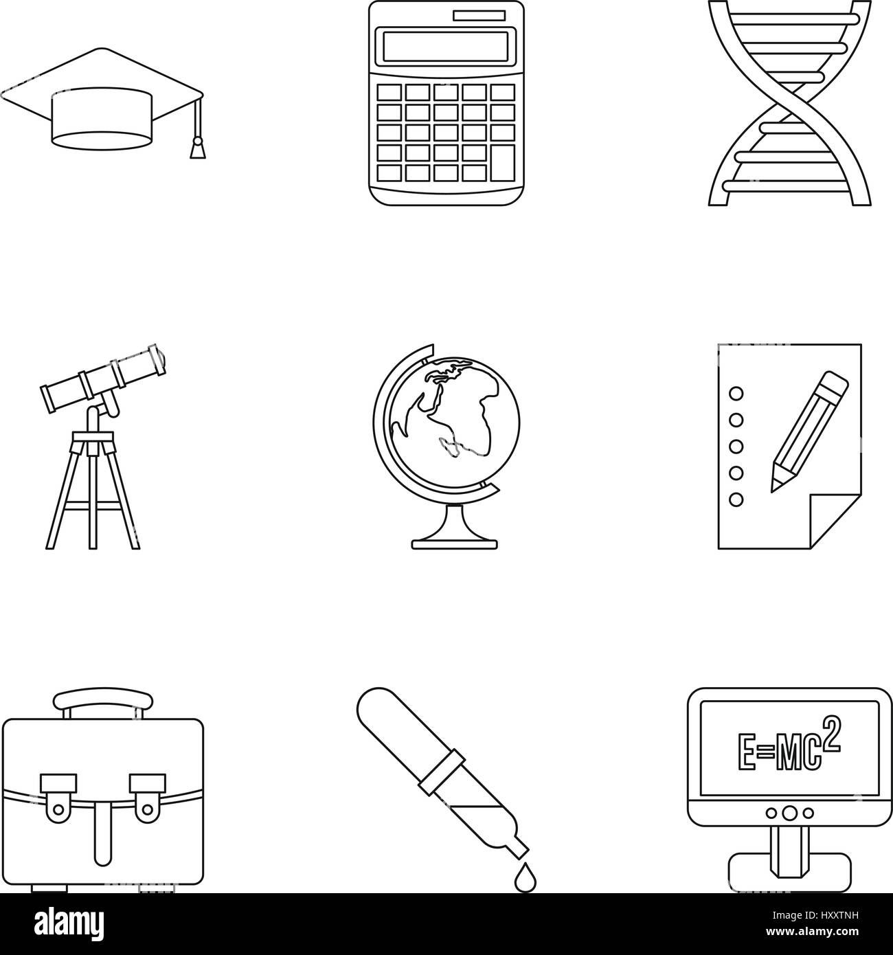 Study of science icons set, outline style Stock Vector Image & Art - Alamy