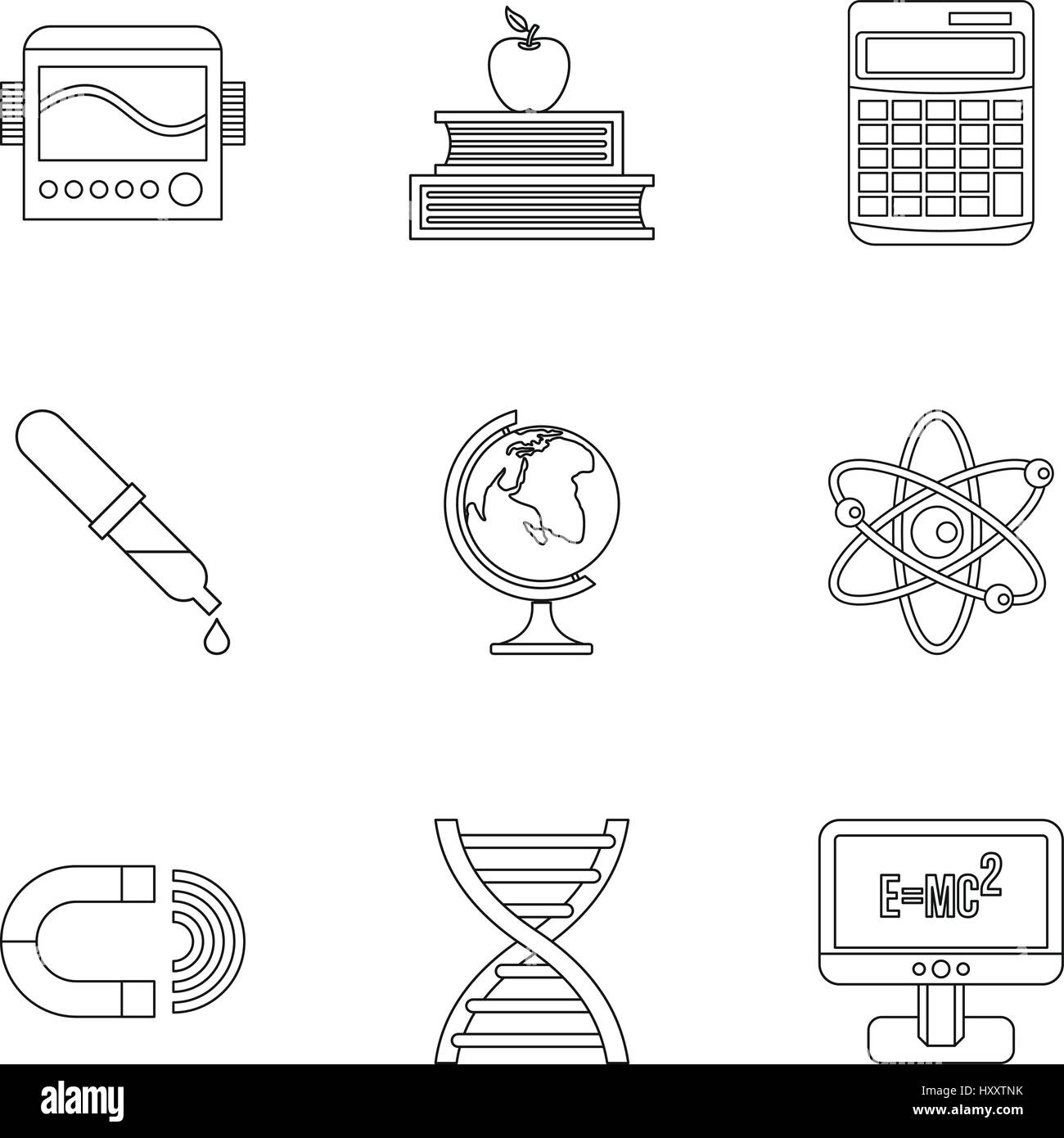 Scientific research icons set, outline style Stock Vector Image & Art ...