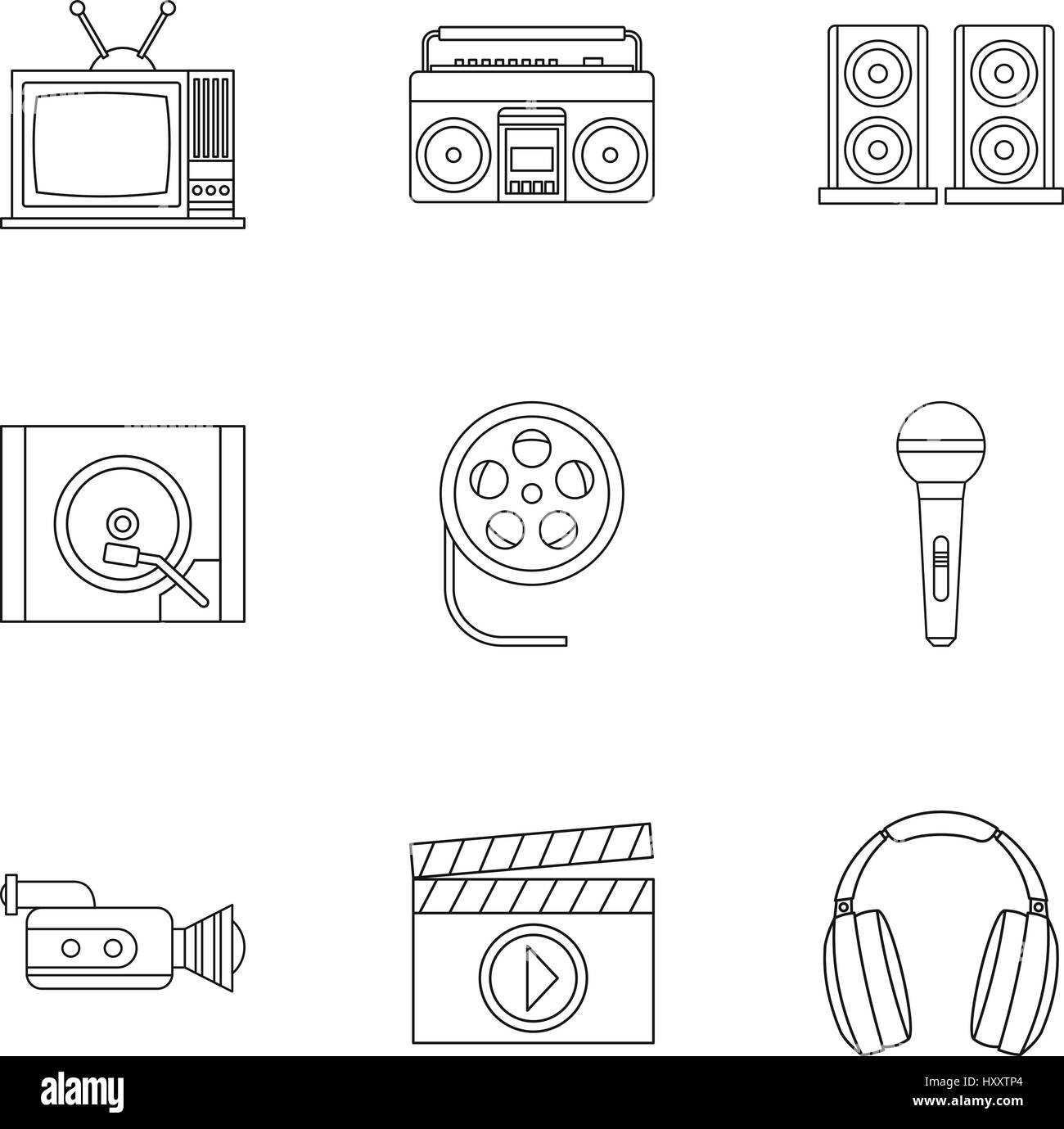 Electronic devices icons set, outline style Stock Vector Image & Art ...