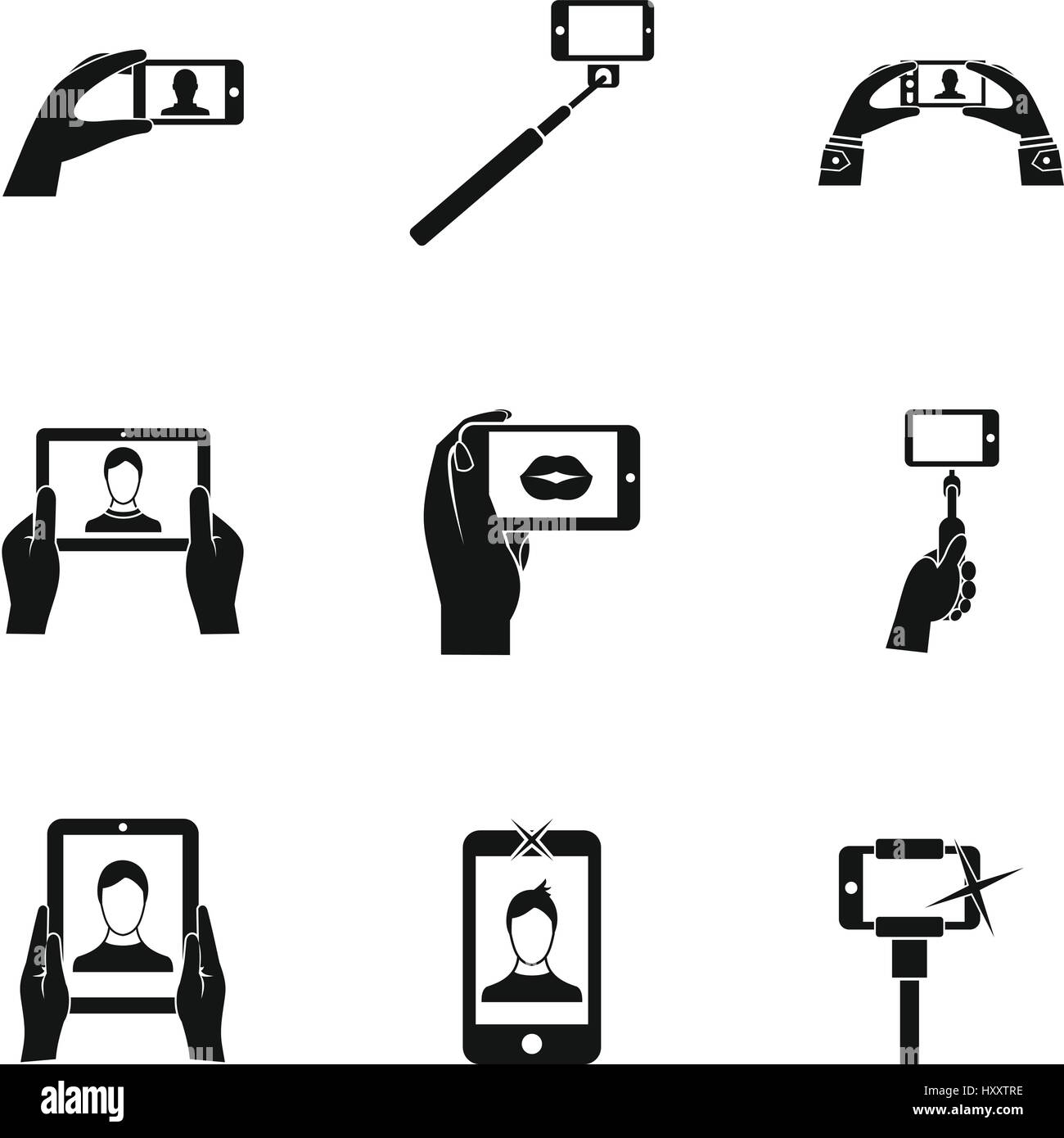 Selfie icons set, simple style Stock Vector Image & Art - Alamy