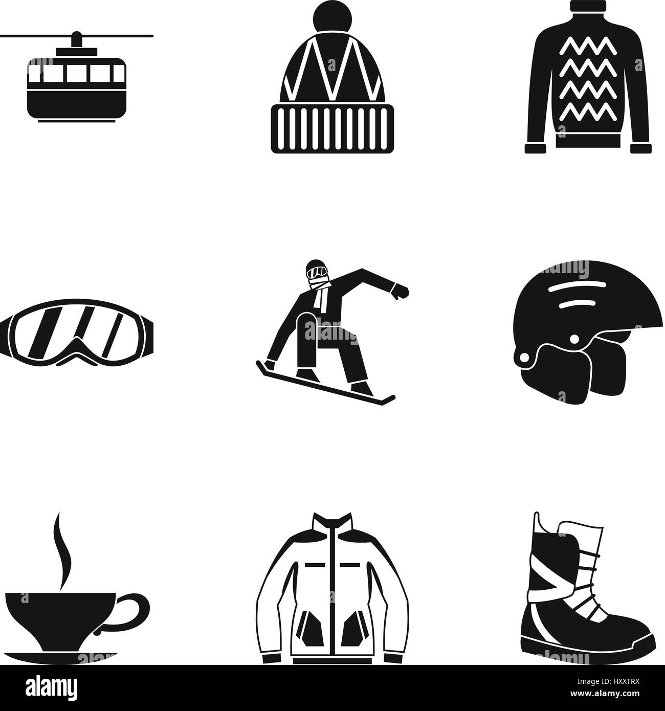 Snowboard icons set, simple style Stock Vector Image & Art - Alamy