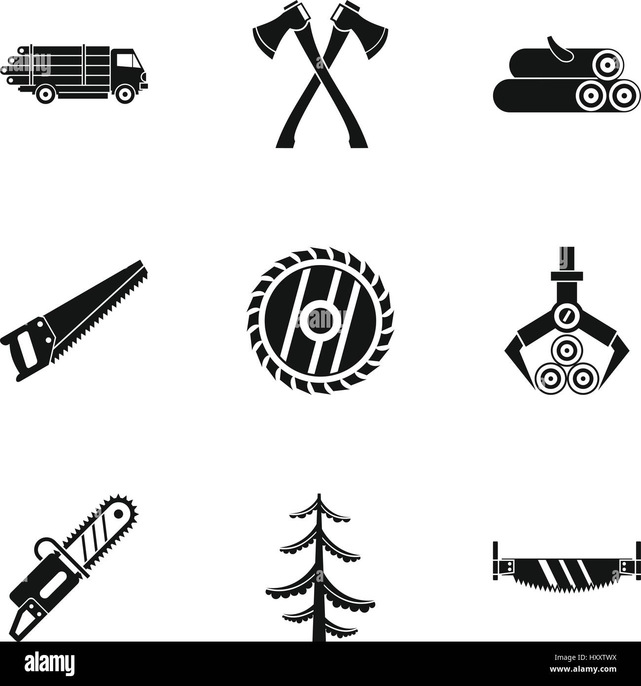 Cutting down trees icons set, simple style Stock Vector Image & Art - Alamy