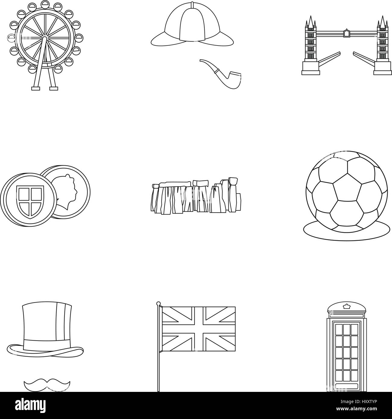 United Kingdom icons set, outline style Stock Vector Image & Art - Alamy