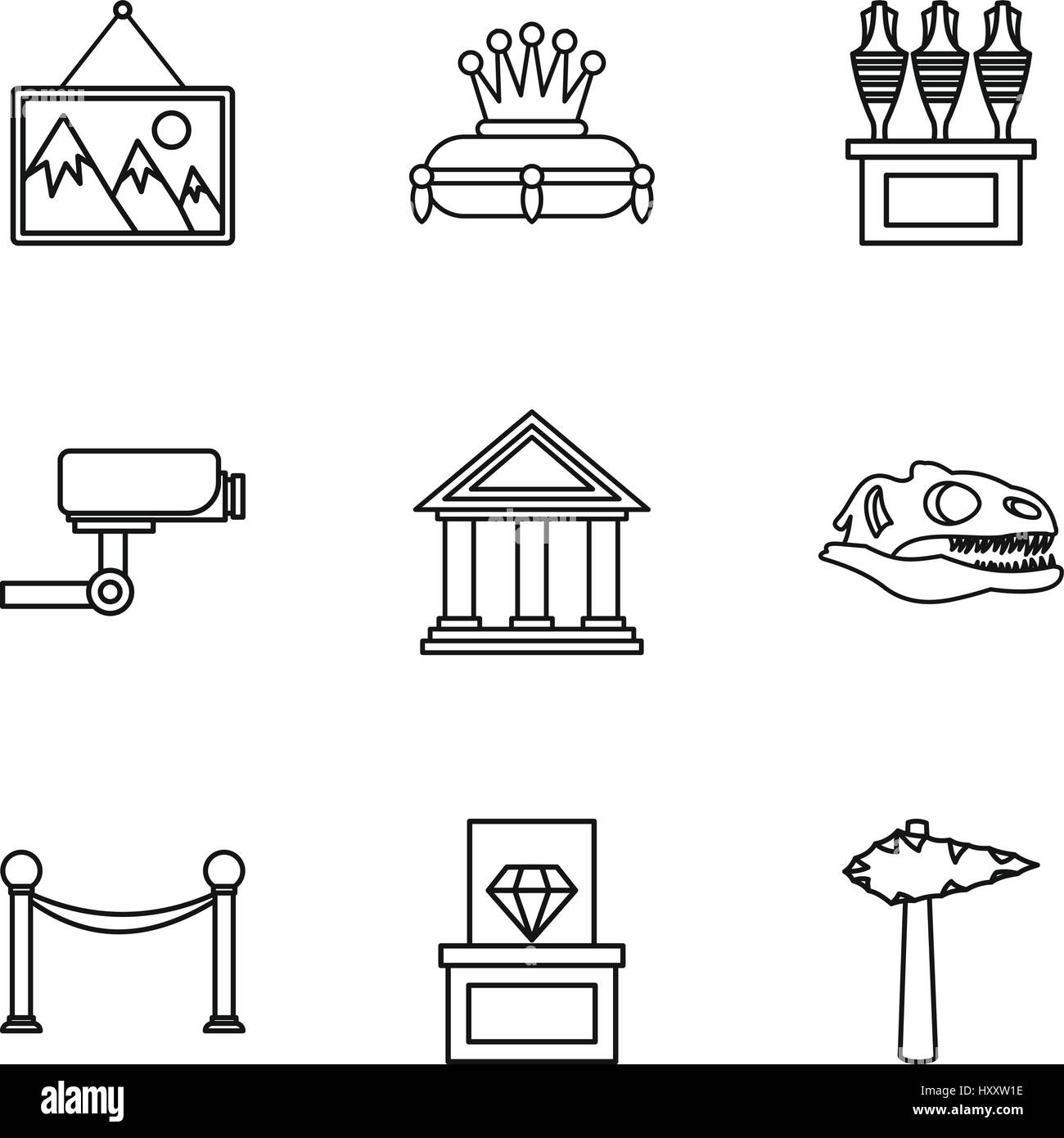 Gallery in museum icons set, outline style Stock Vector Image & Art - Alamy