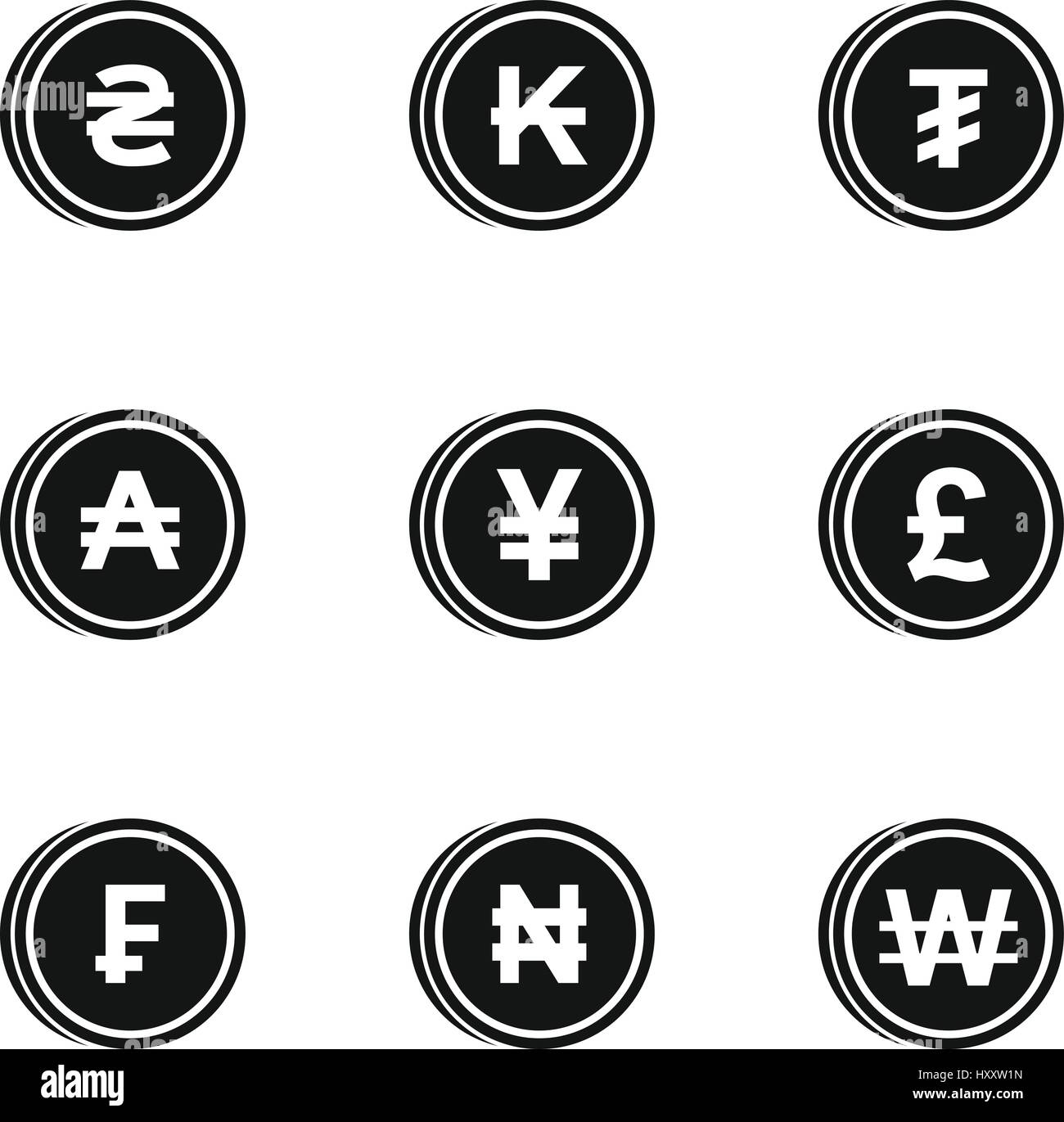 Currency icons set, simple style Stock Vector Image & Art - Alamy