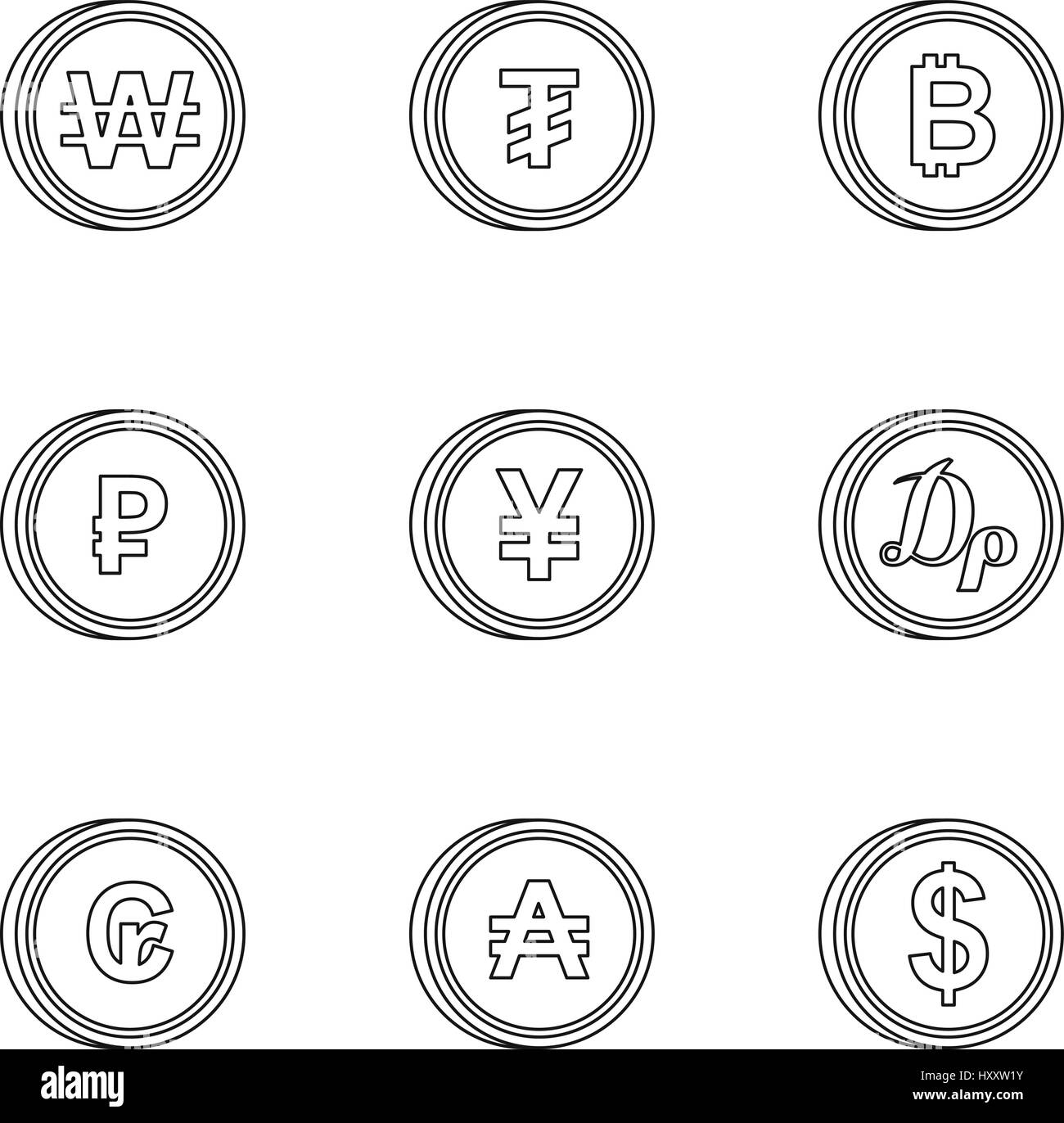 Types of money icons set, outline style Stock Vector Image & Art - Alamy