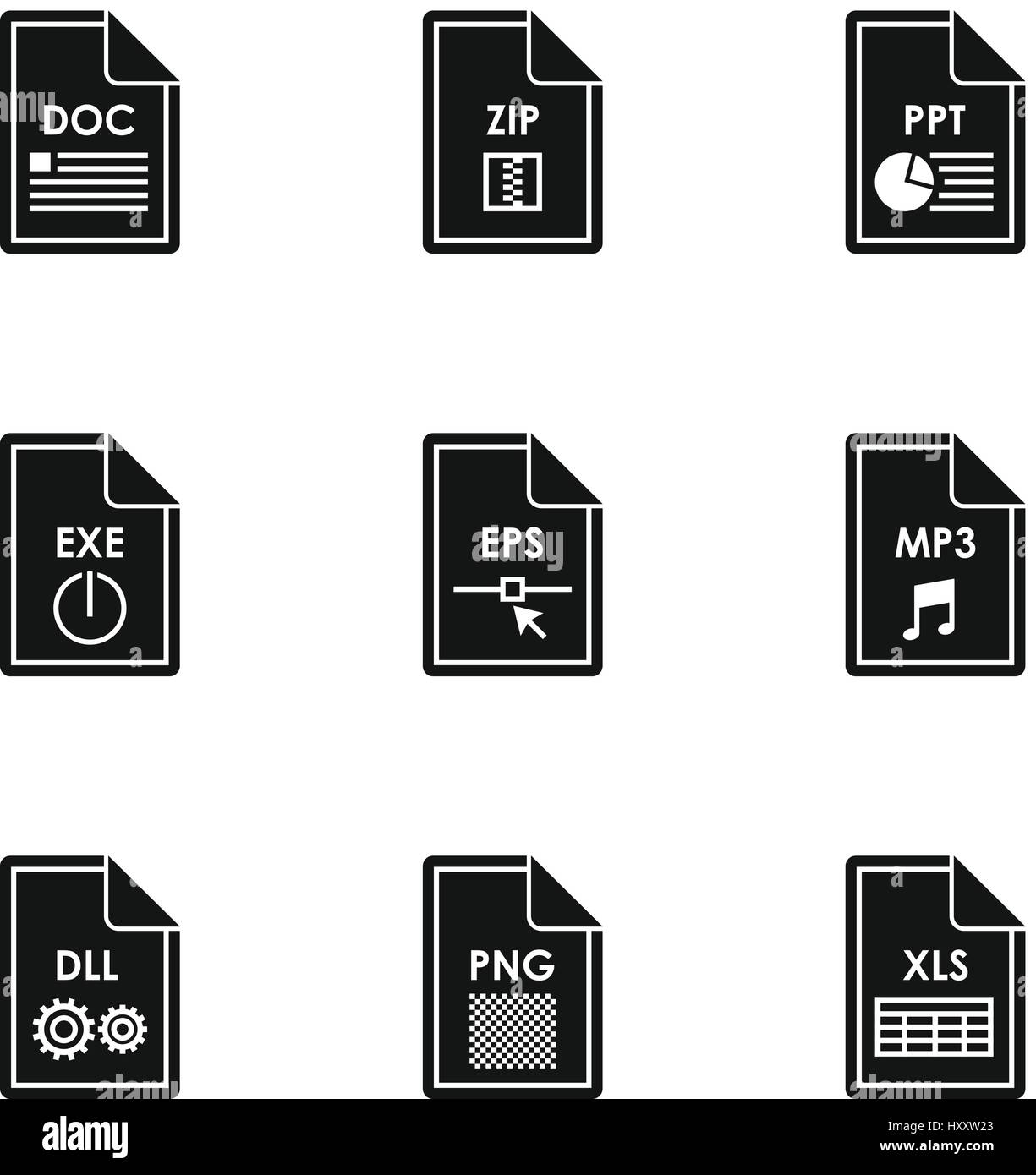 Document types icons set, simple style Stock Vector Image & Art - Alamy