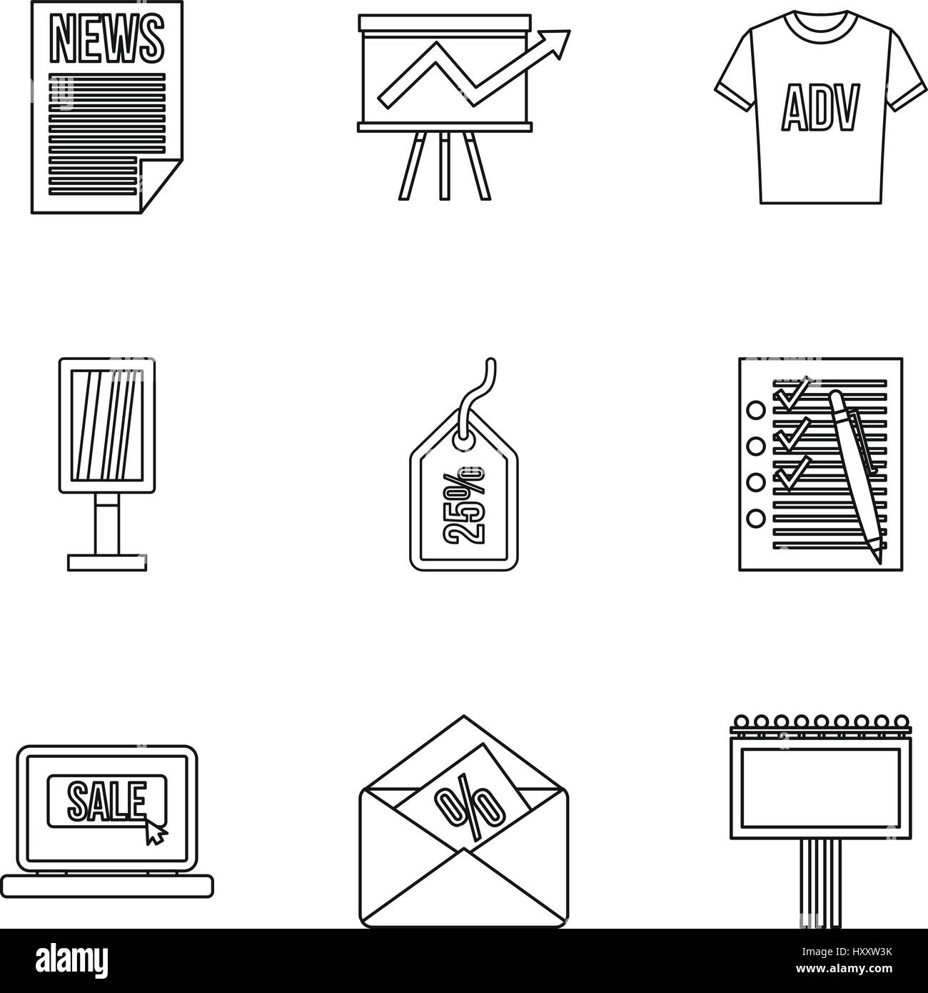 Advertising goods icons set, outline style Stock Vector Image & Art - Alamy