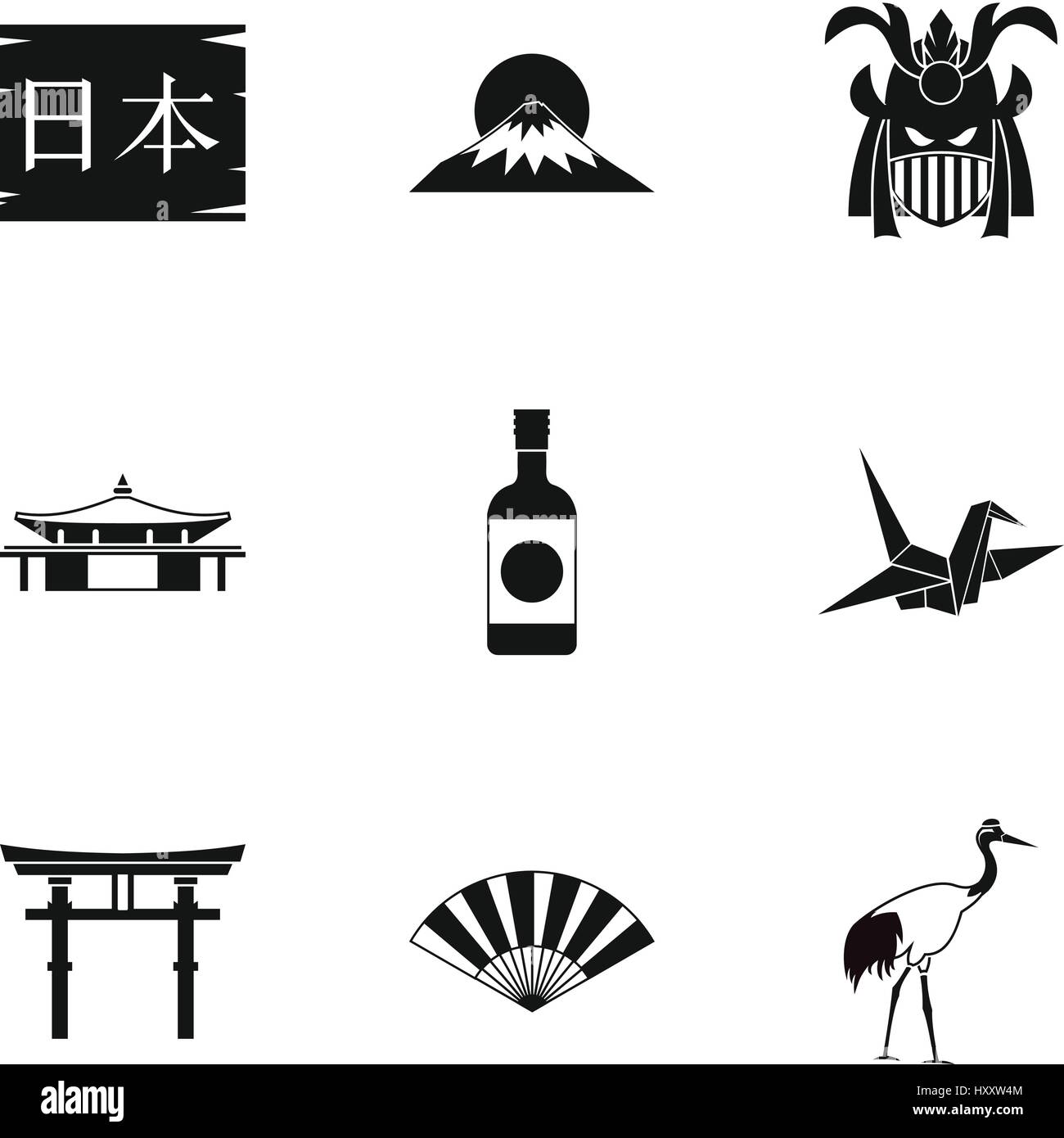 Attractions of Japan icons set, simple style Stock Vector Image & Art ...