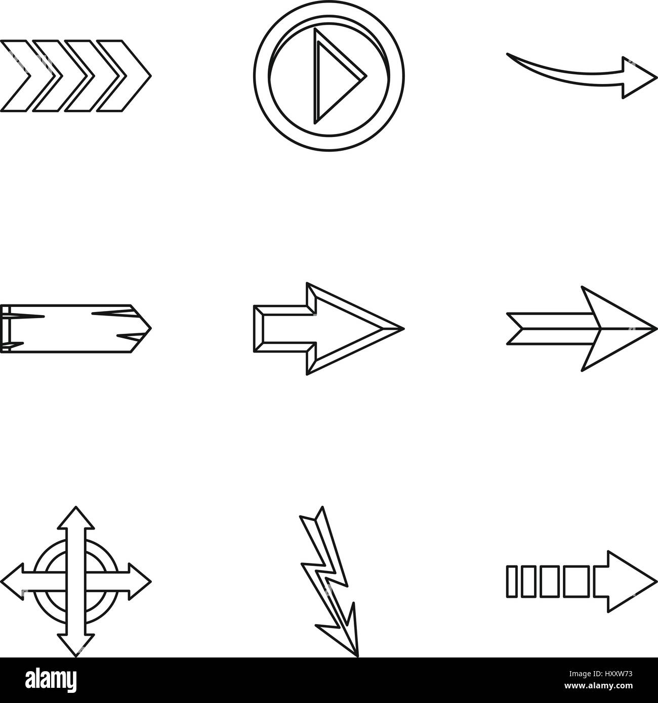 Arrow icons set, outline style Stock Vector Image & Art - Alamy