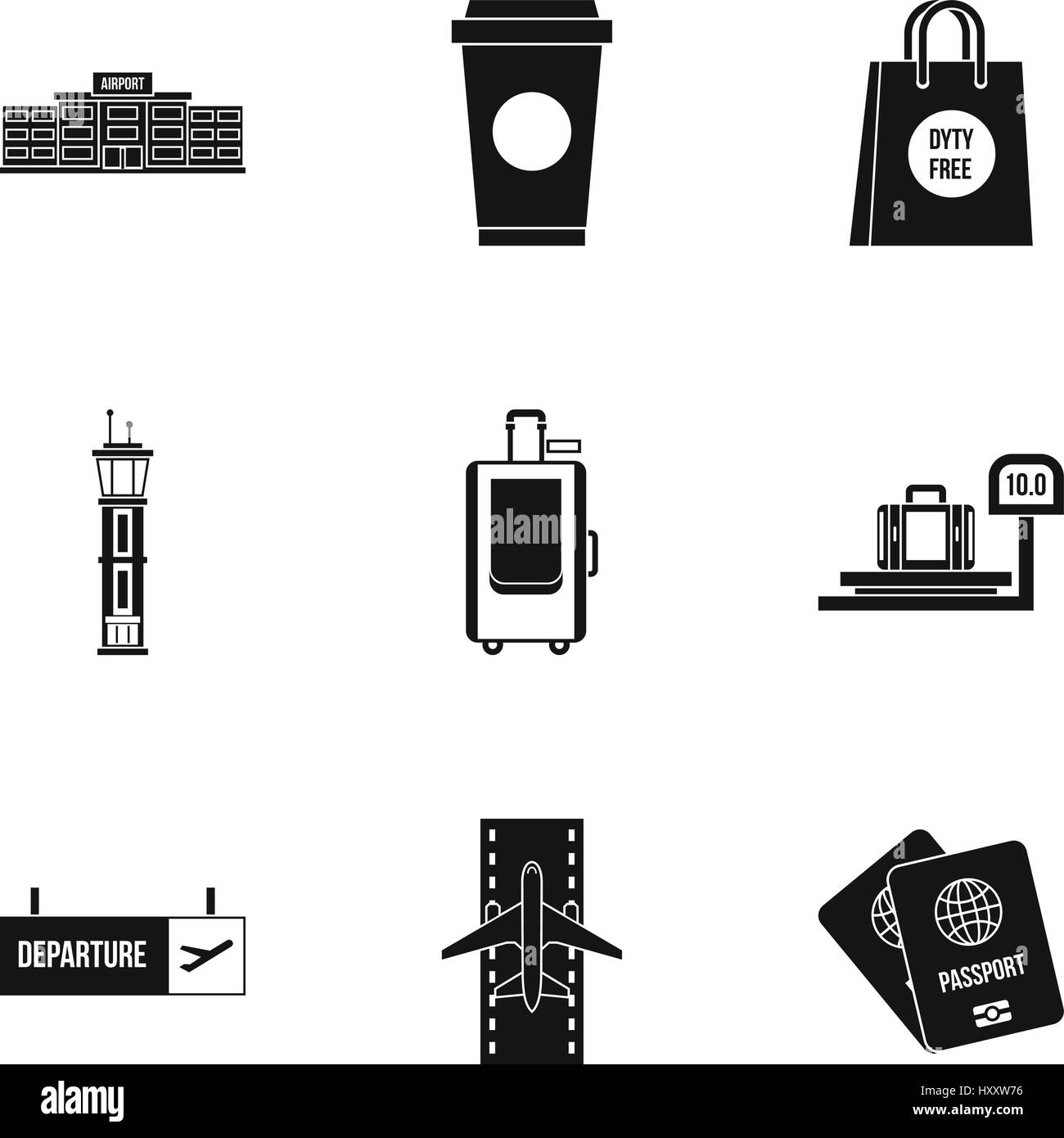 Airport icons set, simple style Stock Vector Image & Art - Alamy