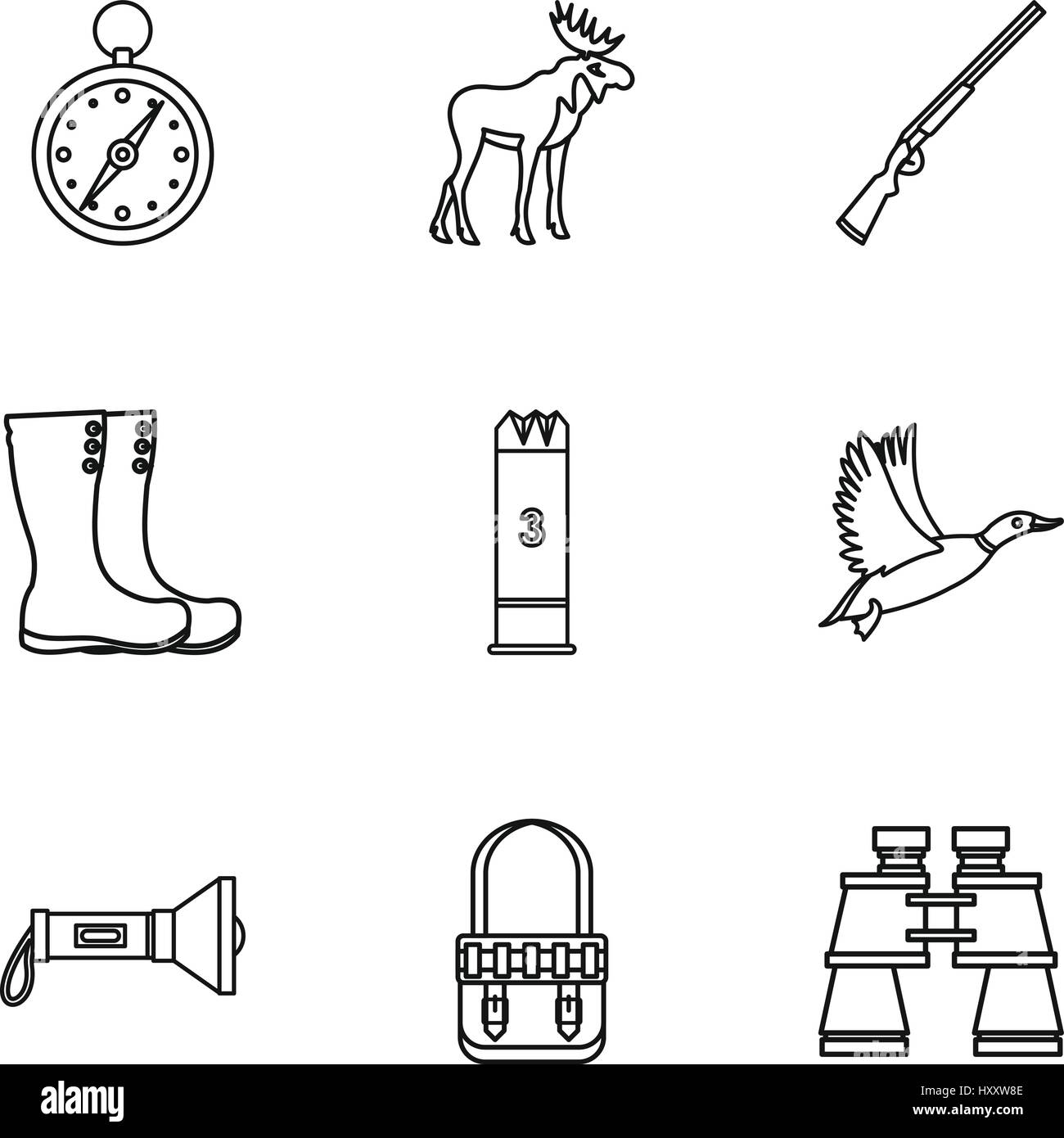 Bird hunting icons set, outline style Stock Vector Image & Art - Alamy