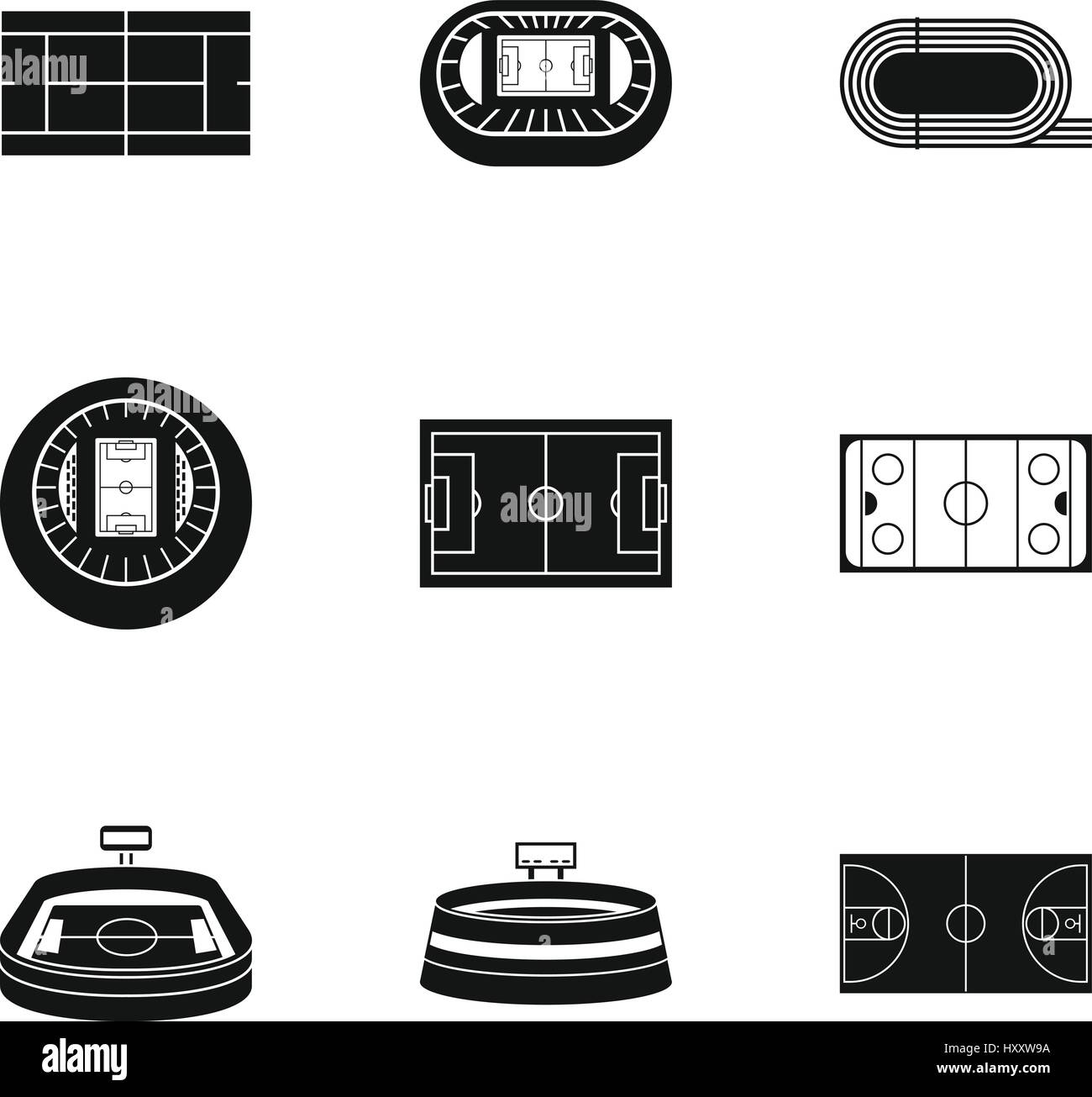 Stadium icons set, simple style Stock Vector Image & Art - Alamy