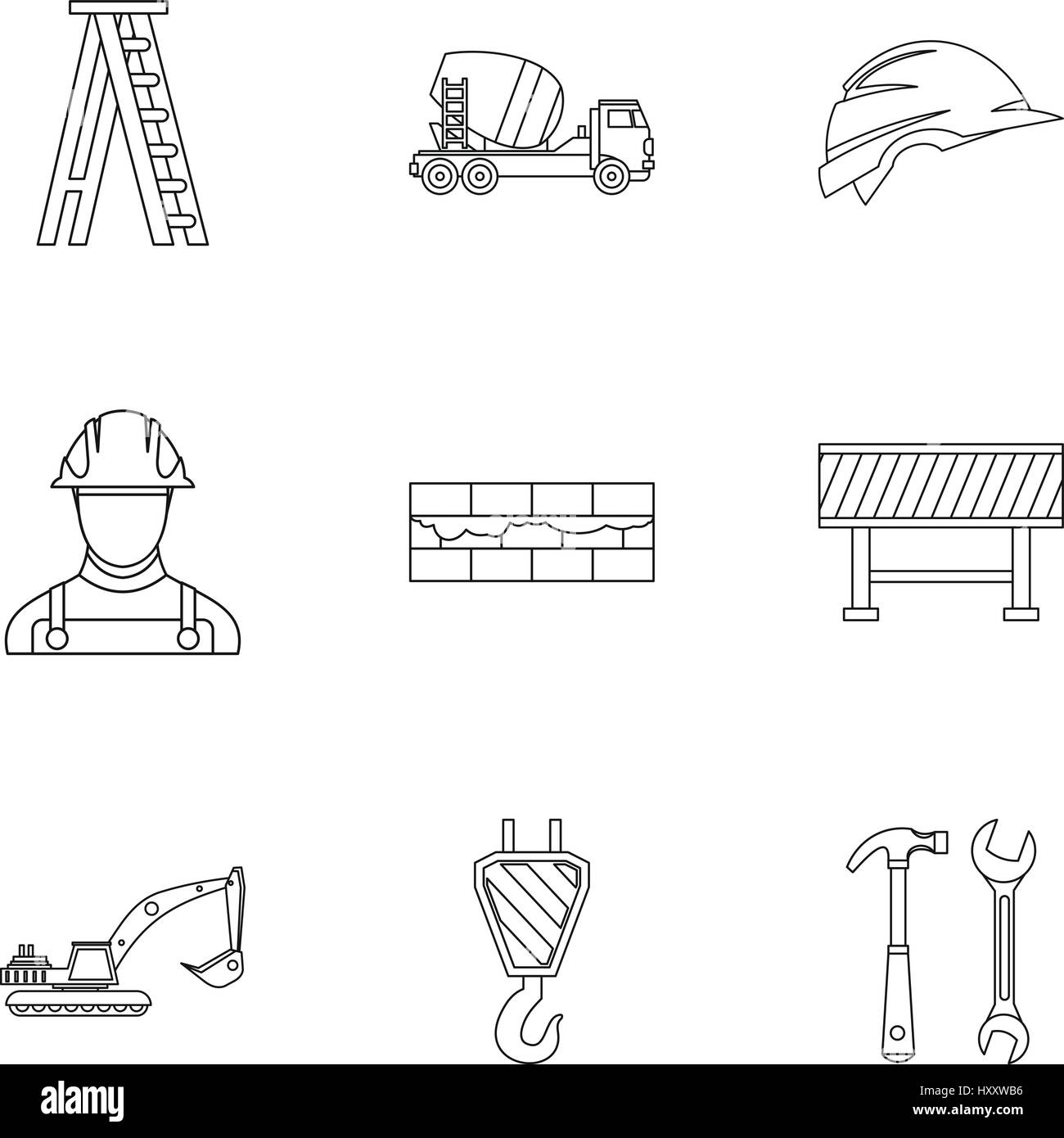 Building tools icons set, outline style Stock Vector Image & Art - Alamy