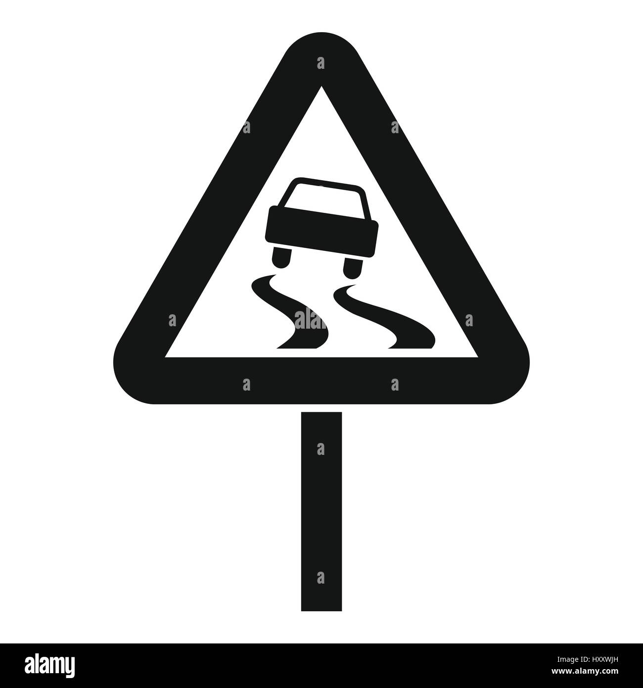 Slippery when wet road sign icon, simple style Stock Vector Image & Art ...