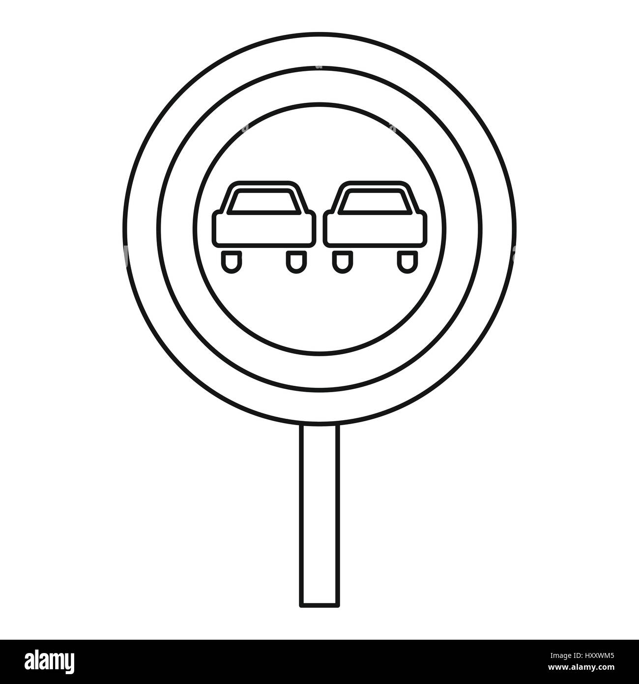 No overtaking road sign icon, outline style Stock Vector Image & Art ...