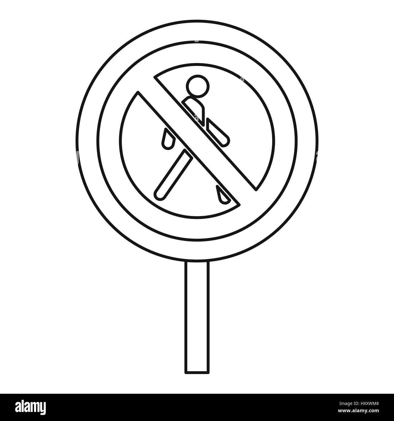No pedestrian road sign icon, outline style Stock Vector Image & Art ...