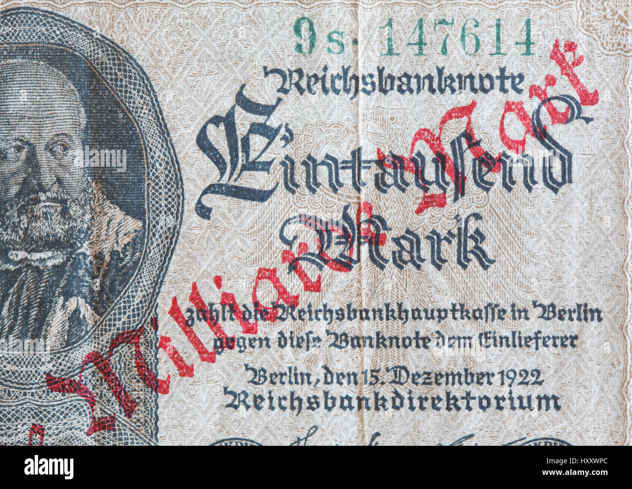 Deutsche Reichsmark Bill , historic Money Stock Photo - Alamy