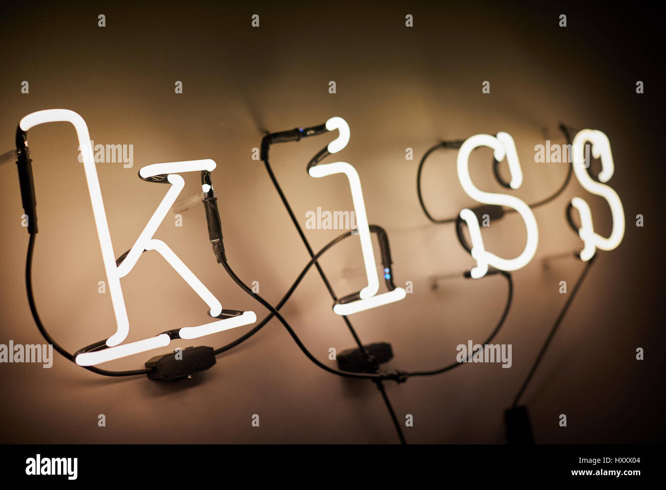 Kiss neon lights decoration in Bedroom Great Britain, British, United ...
