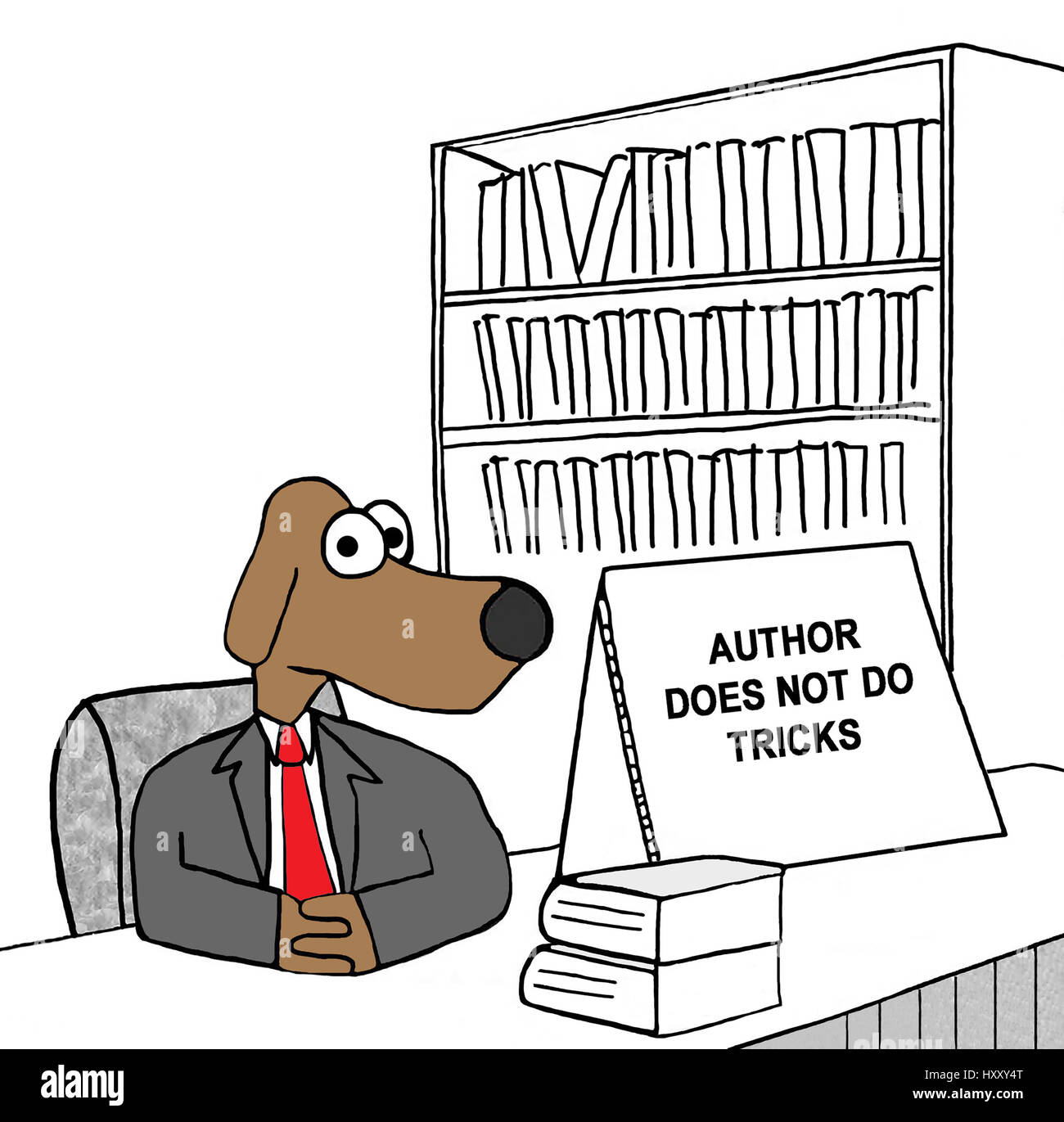 Cartoon illustration about an author who does not do tricks Stock Photo ...