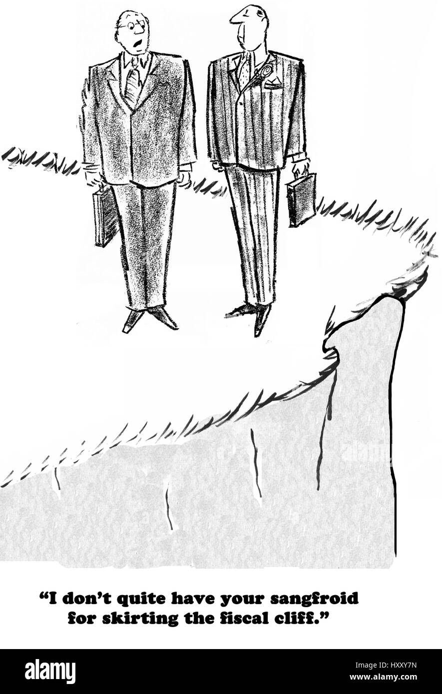 Political cartoon about a man who stays calm despite a possible fiscal ...