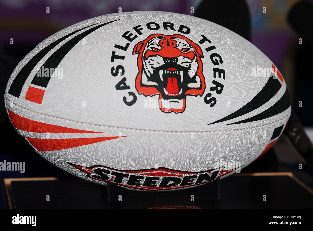 RUGBY BALL CASTLEFORD TIGERS RLFC THE JUNGLE STADIUM CASTLEFORD ENGLAND ...