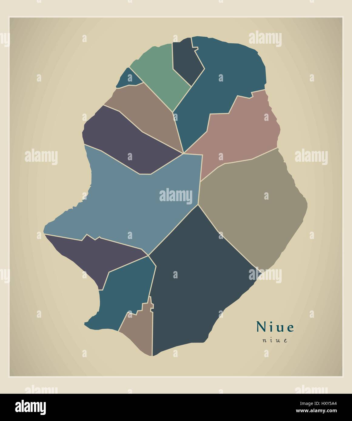 Modern Map - Niue with village regions colored NU Stock Vector Image ...