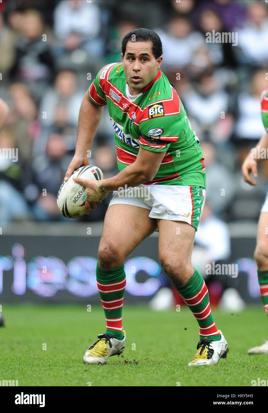 DAVID SOLOMONA WARRINGTON WOLVES RLFC KC STADIUM HULL ENGLAND 05 April ...