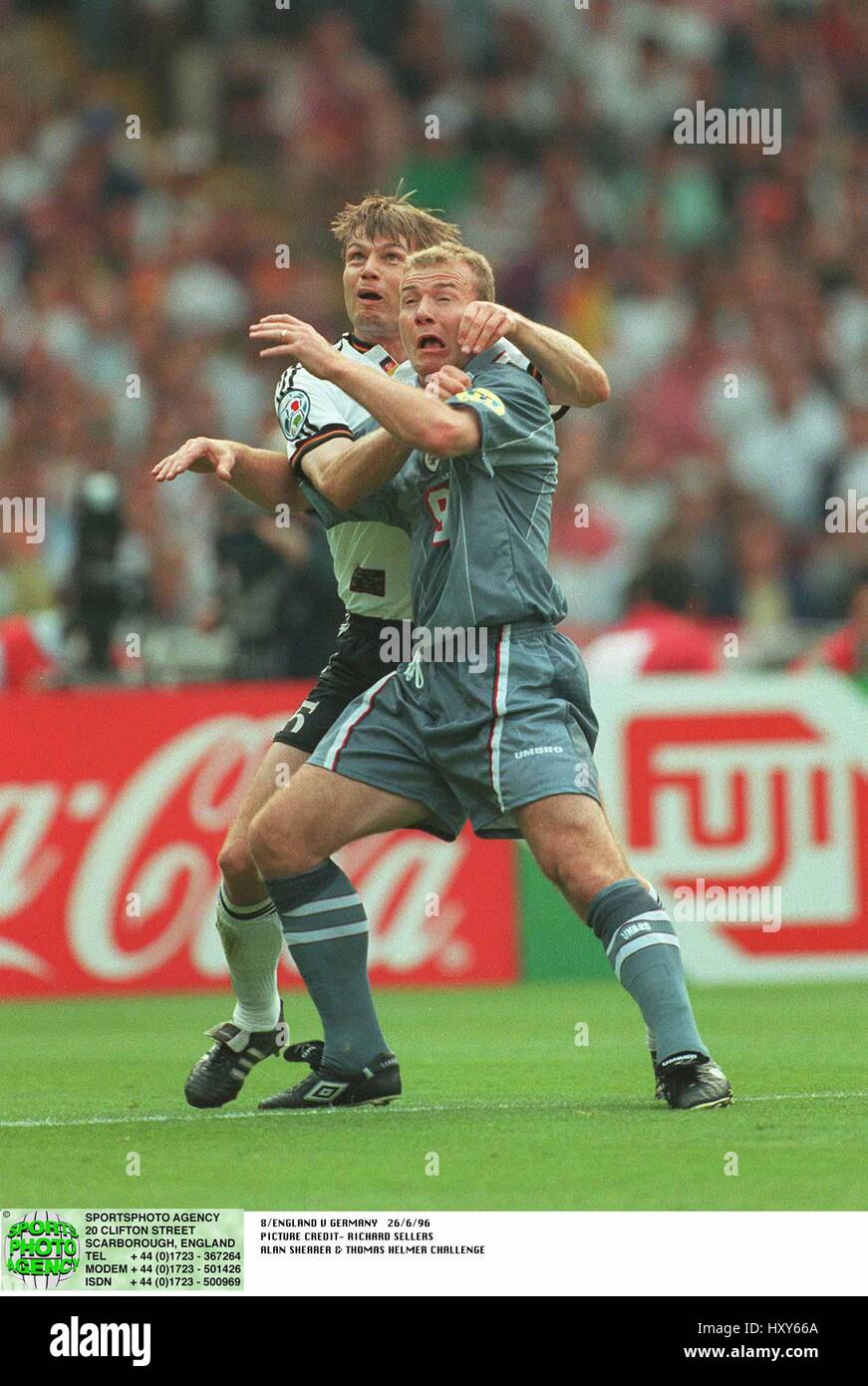 ALAN SHEARER & THOMAS HELMER ENGLAND V GERMANY 26 June 1996 Stock Photo ...