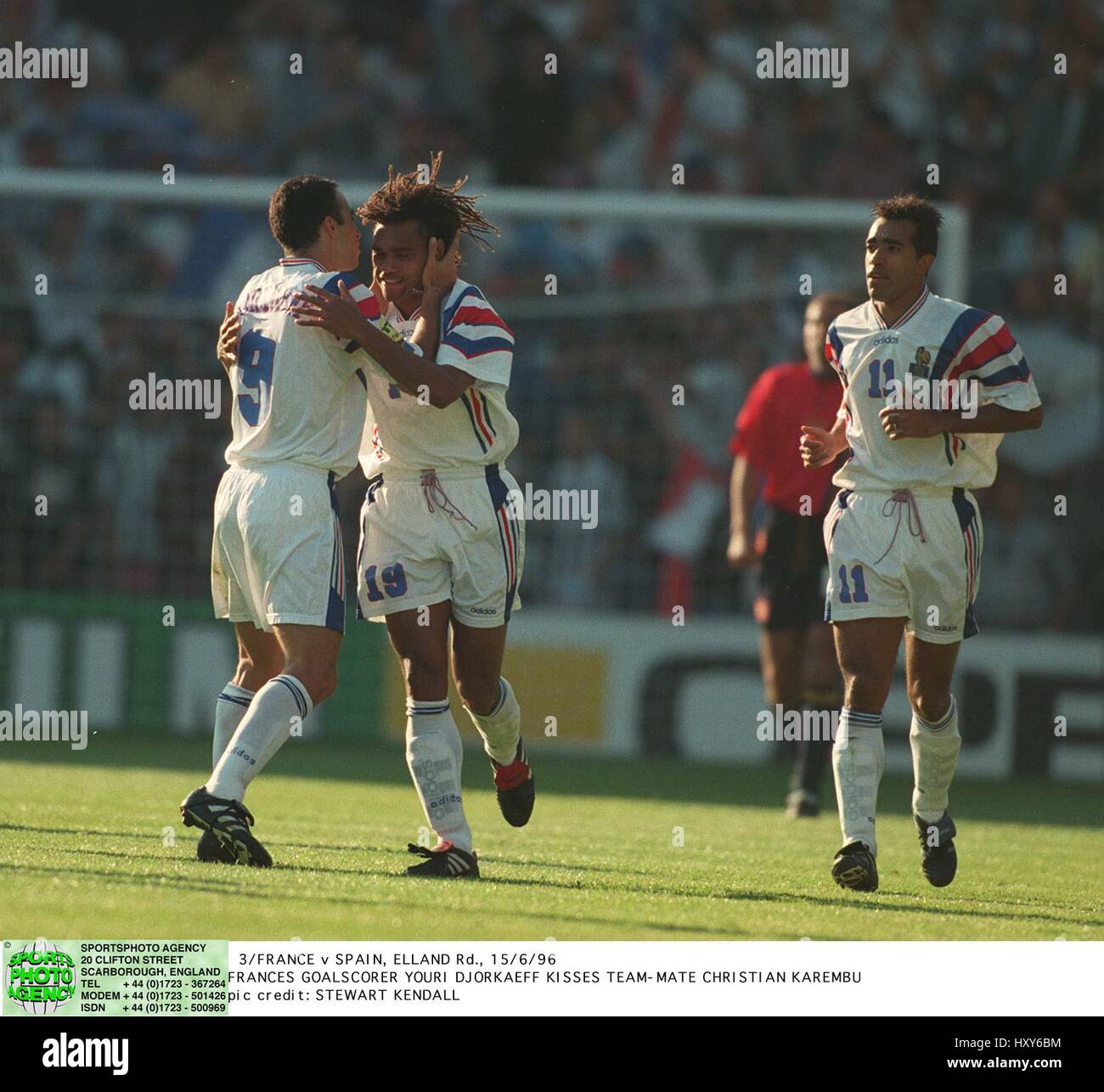 KAREMBEU & YOURI DJORKAEFF FRANCE V SPAIN 15 June 1996 Stock Photo - Alamy