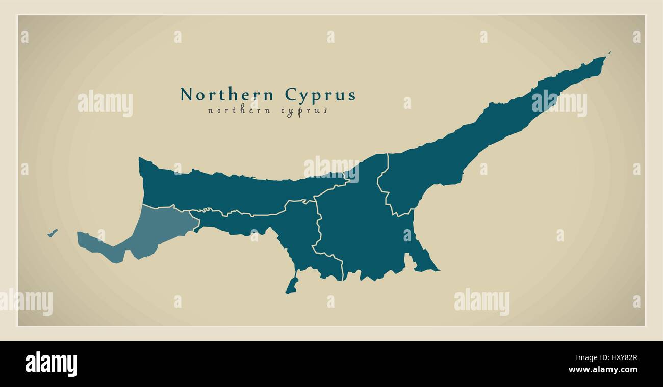 Modern Map - Northern Cyprus with regions CY Stock Vector Image & Art ...
