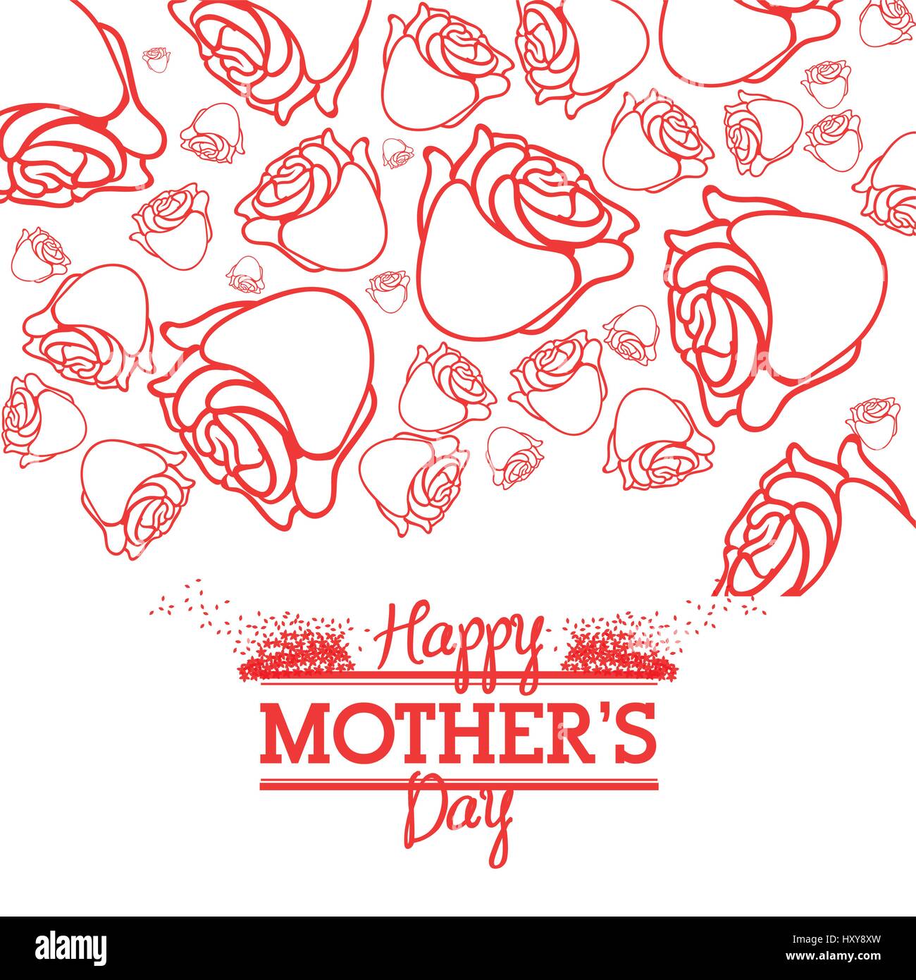 happy mothers day roses style card line vector illustration eps 10 ...