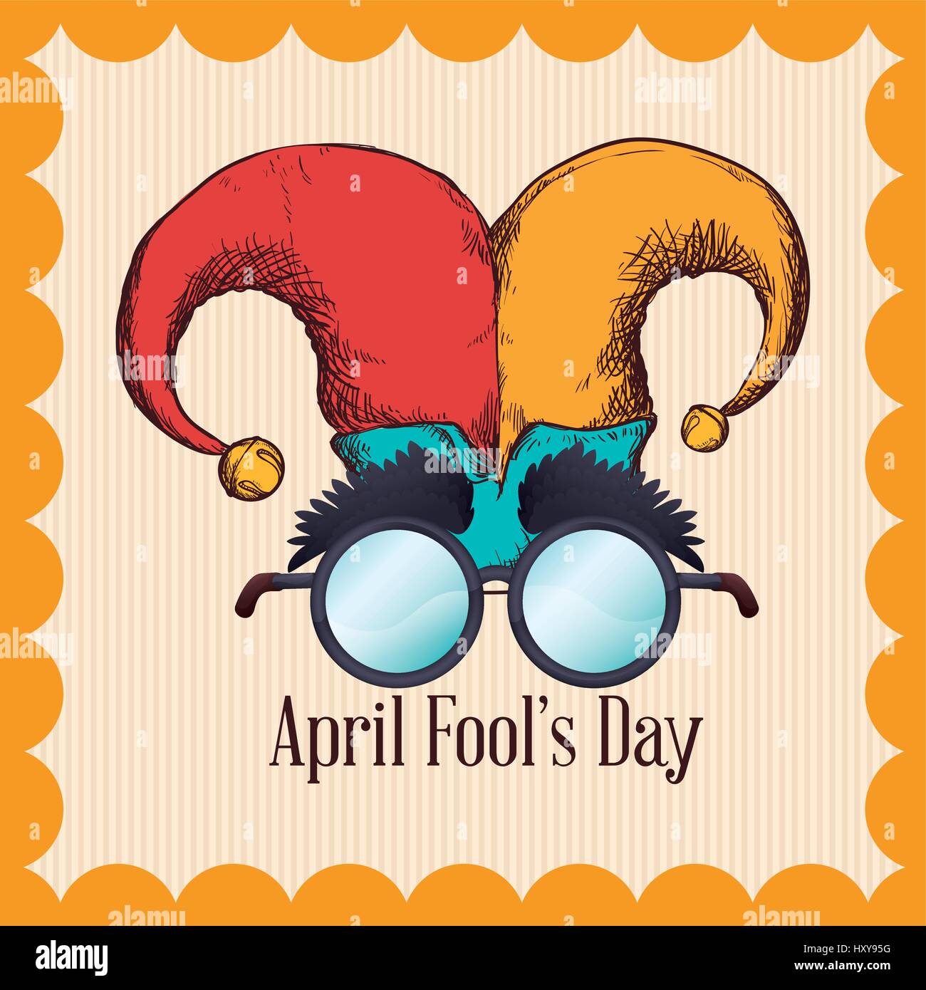 april fools day hat joker glasses vector illustration eps 10 Stock ...