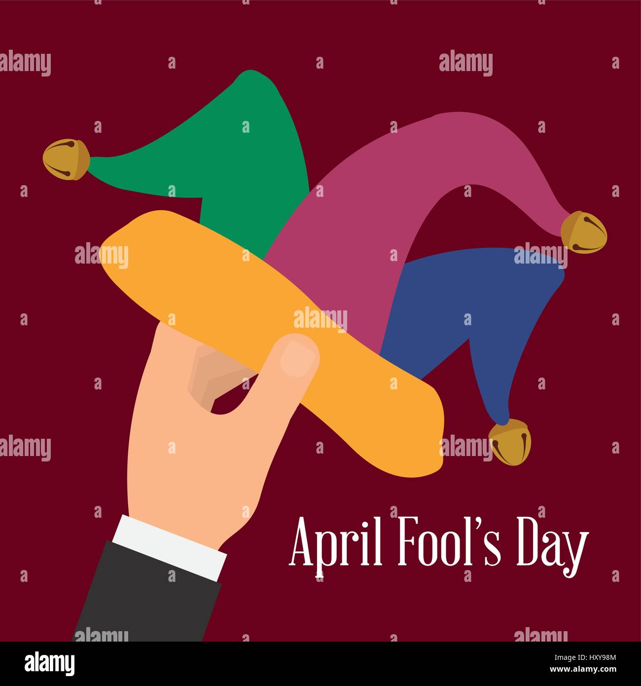 april fools day hand holding hat joker vector illustration eps 10 Stock ...