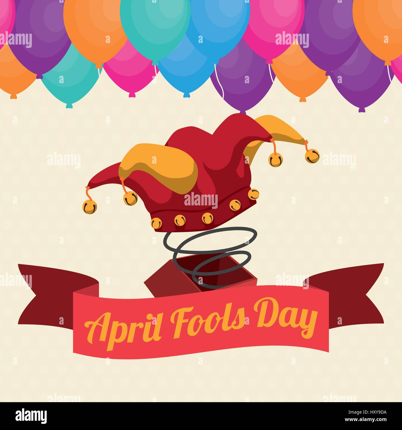 april fools day hat joker box ribbon balloons vector illustration eps ...
