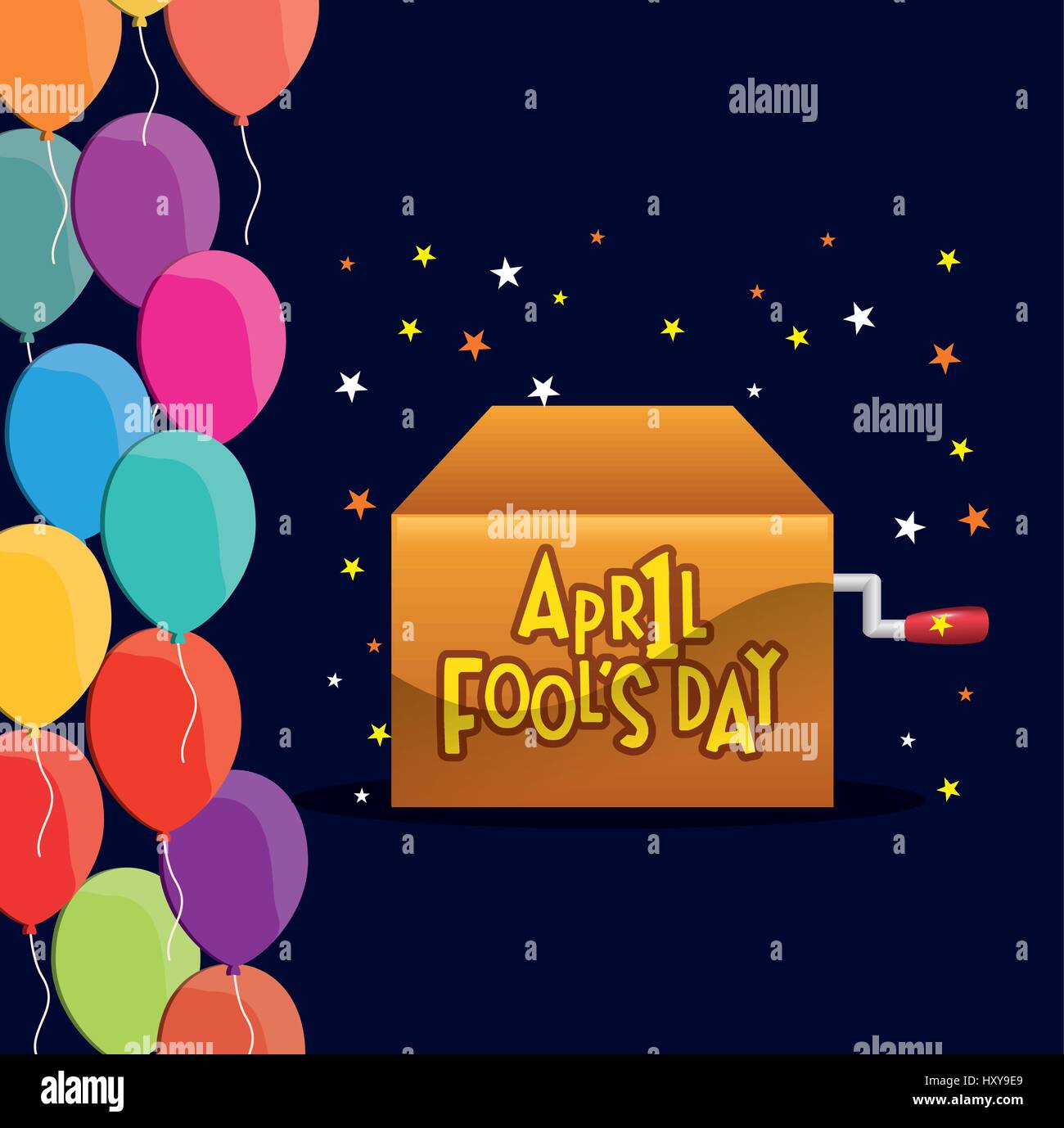 april fools day box star balloons celebration vector illustration eps ...