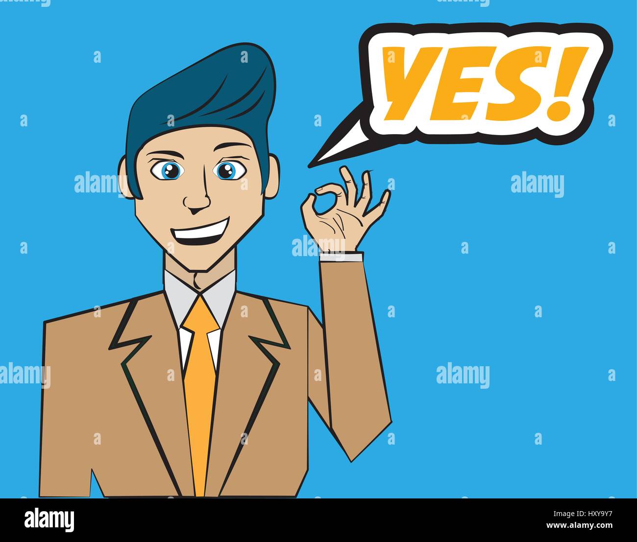 comic man yes pop art vector illustration eps 10 Stock Vector Image ...
