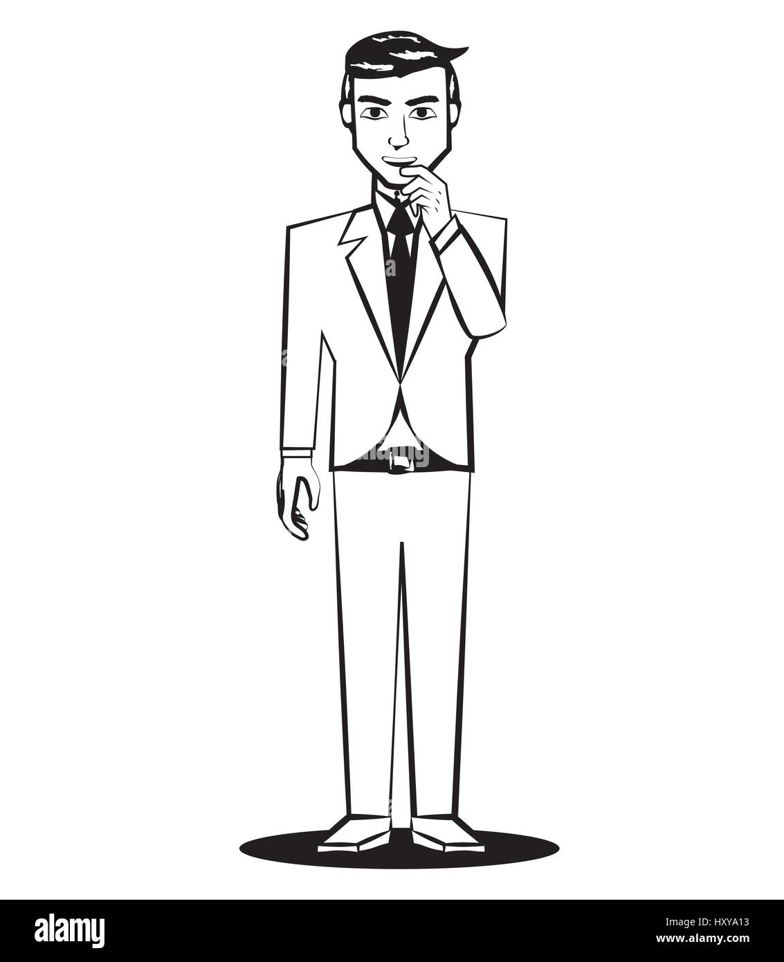 Business man comic outline vector Black and White Stock Photos & Images ...