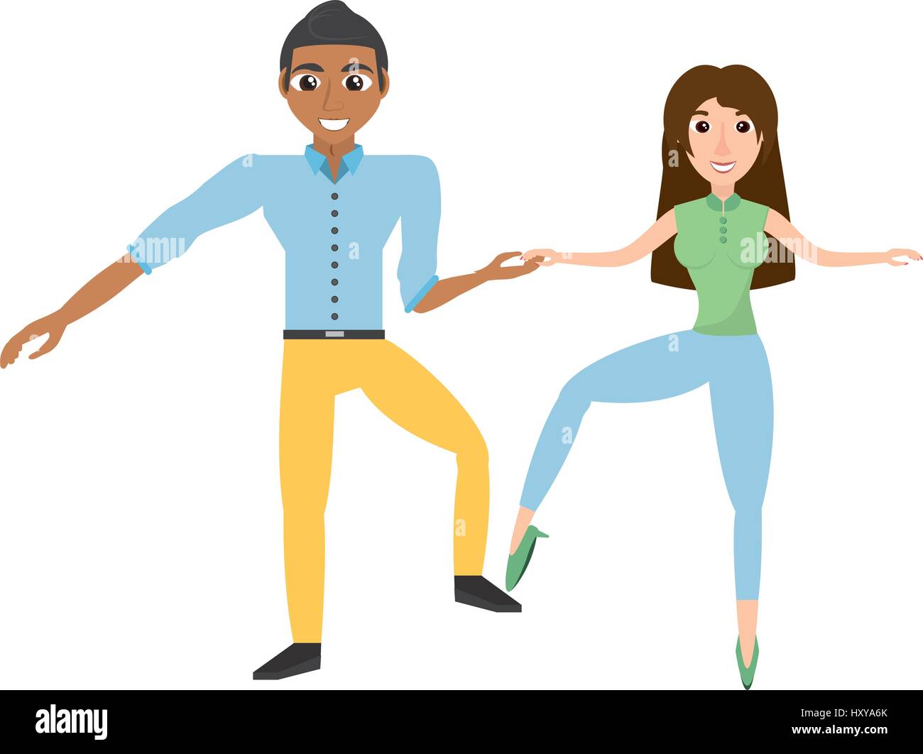 fun couple happy dance vector illustration eps 10 Stock Vector Image ...