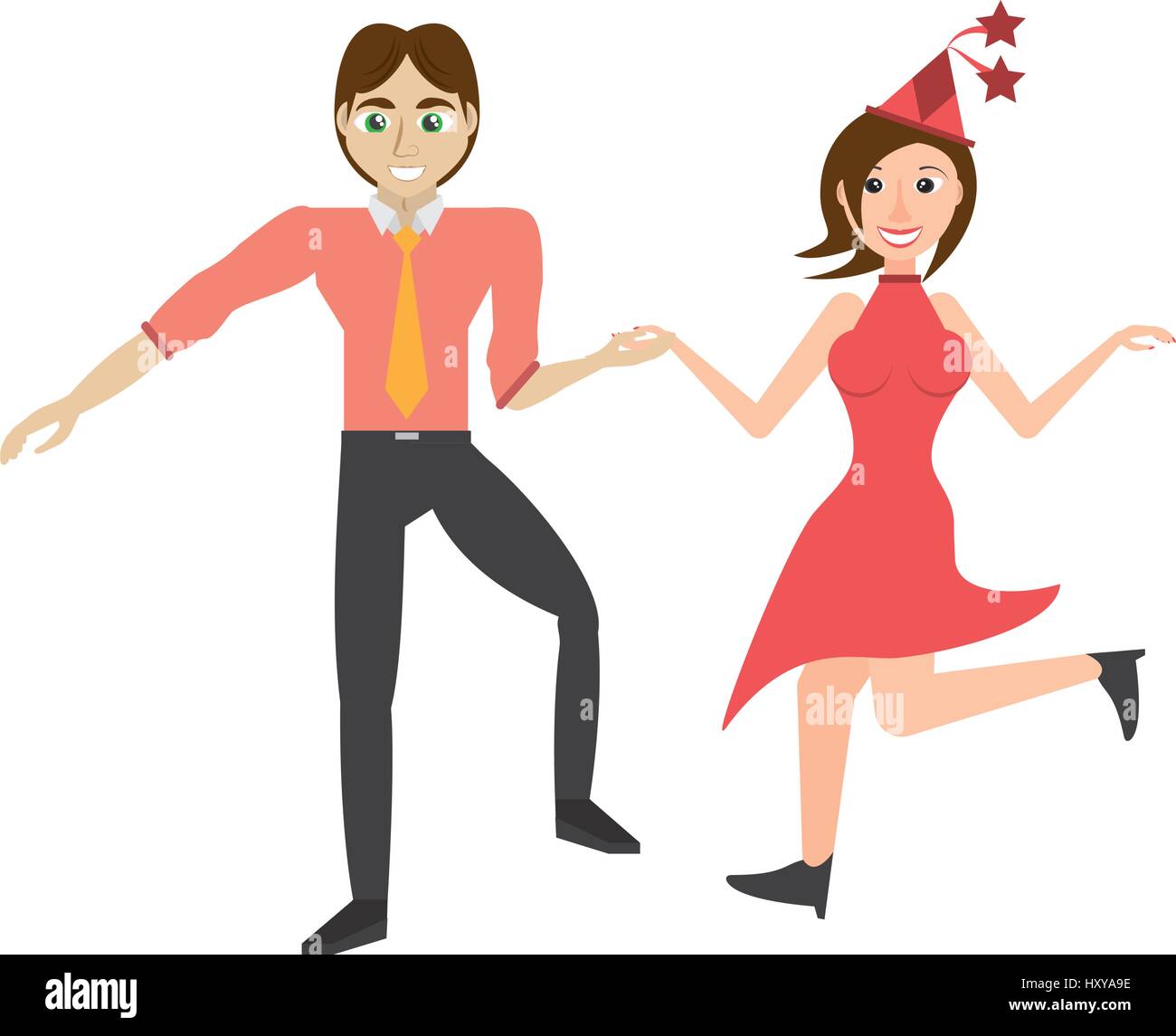 fun couple happy dance vector illustration eps 10 Stock Vector Image ...