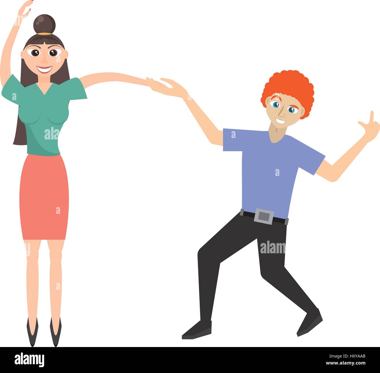 fun couple happy dance vector illustration eps 10 Stock Vector Image ...