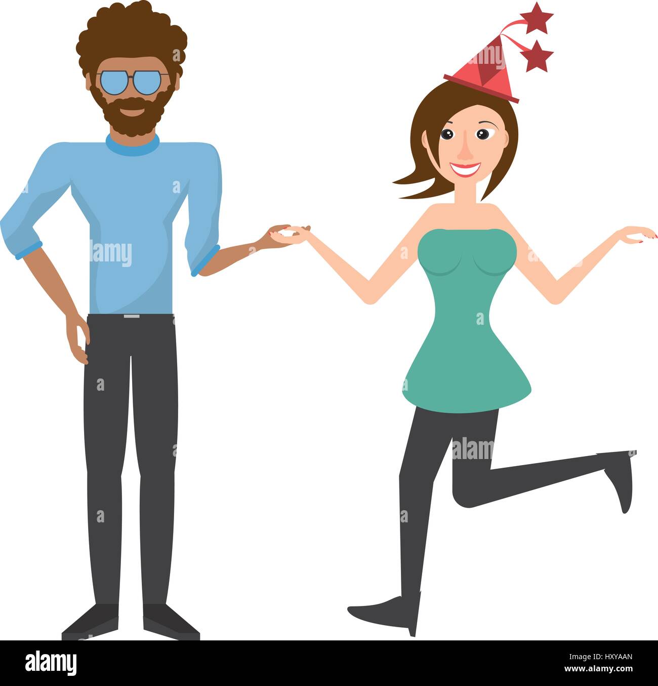 fun couple happy dance vector illustration eps 10 Stock Vector Image ...