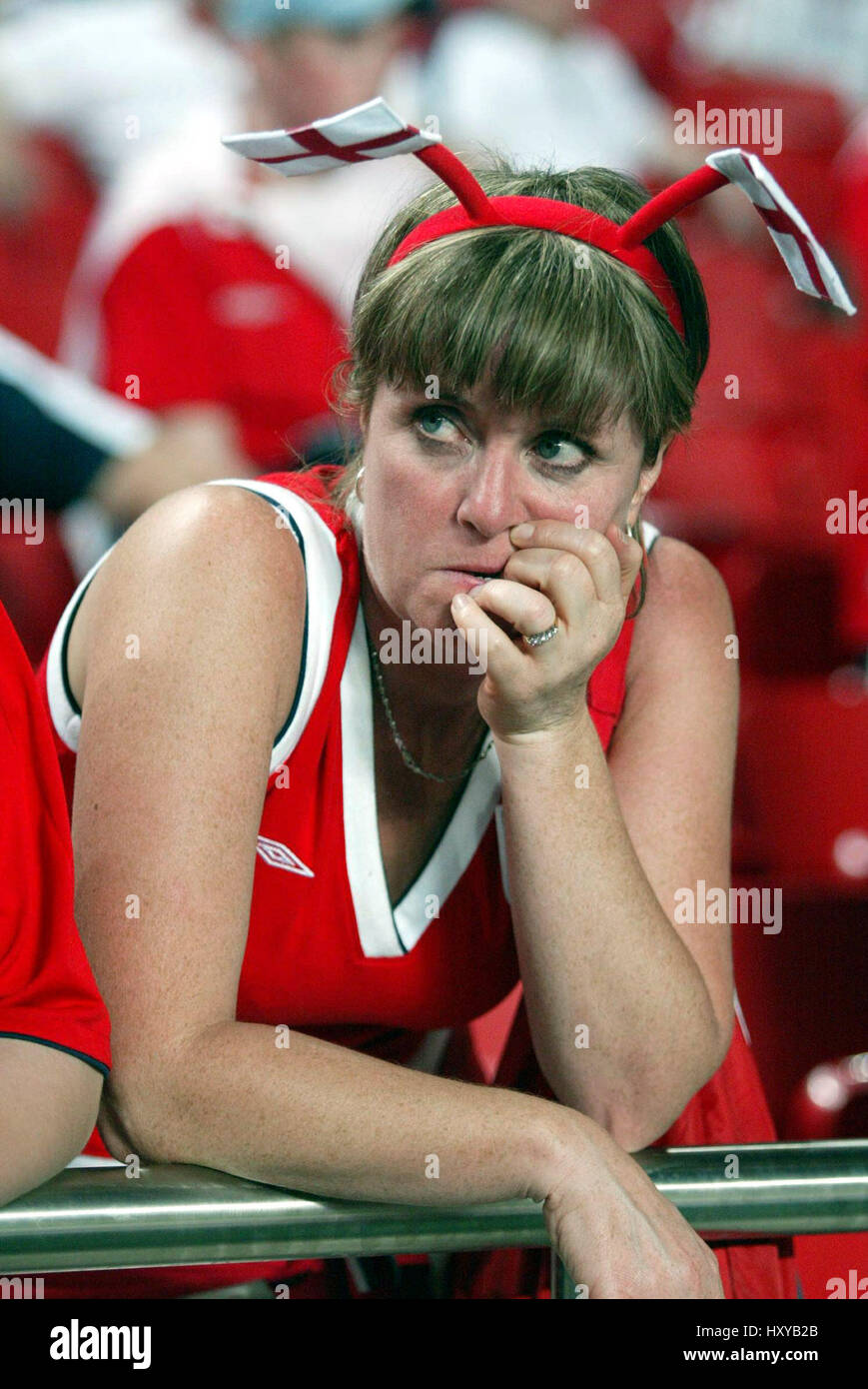 DEJECTED ENGLAND FANS FRANCE V ENGLAND LUZ STADIUM LISBON PORTUGAL 13 ...