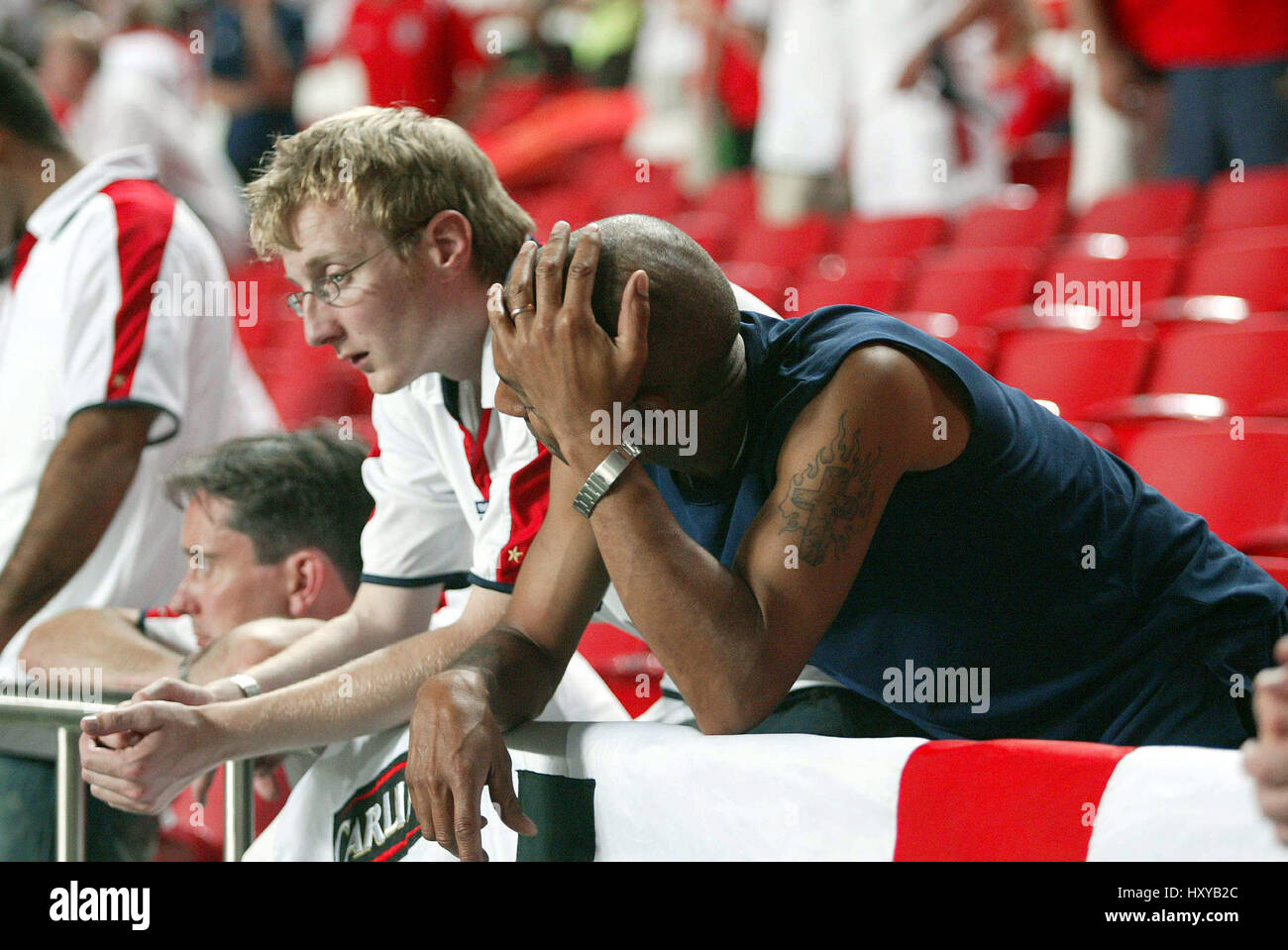 DEJECTED ENGLAND FANS FRANCE V ENGLAND LUZ STADIUM LISBON PORTUGAL 13 ...