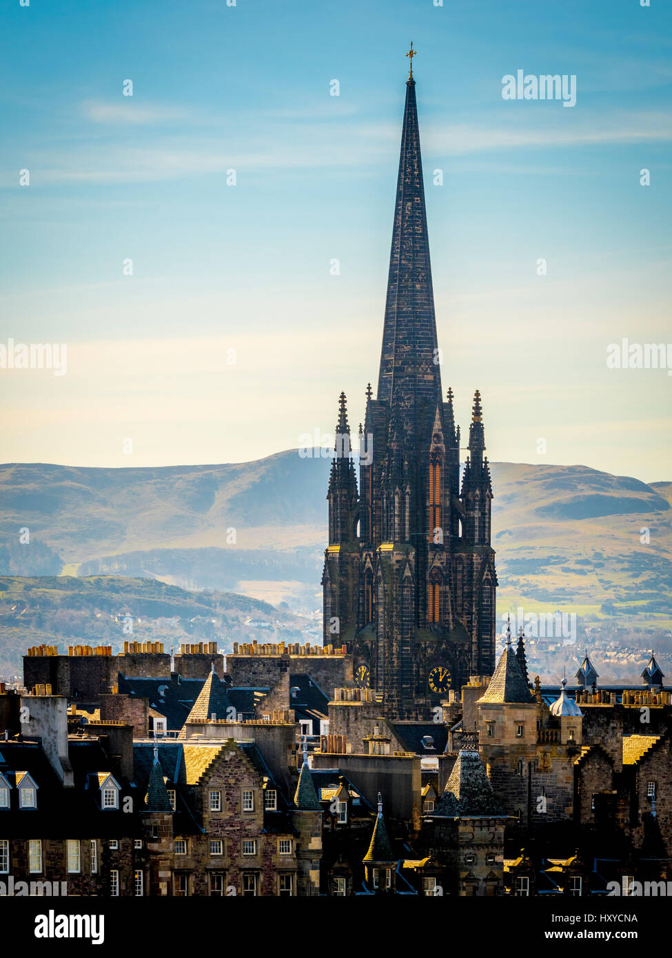 Spire of The Hub, the offices and a performance space for the Edinburgh ...