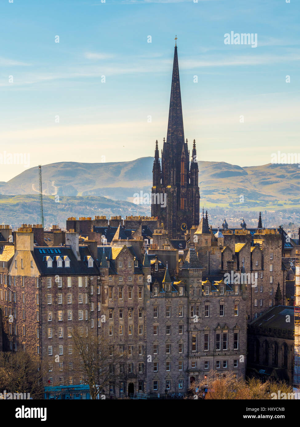 Spire of The Hub, the offices and a performance space for the Edinburgh ...
