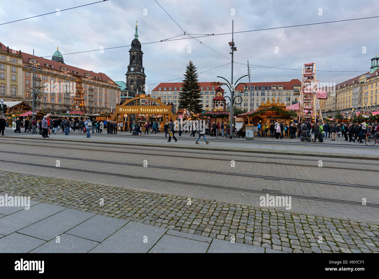Dresden, Germany - November 27, 2015: People enjoy Christmas market in ...